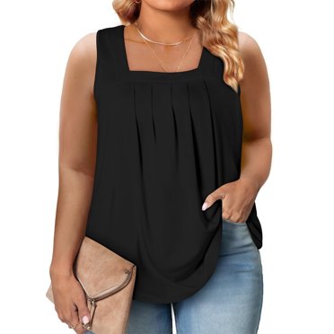 Langwyqu Plus Size Layering Tank Tops, Summer Sleeveless Henley T ...