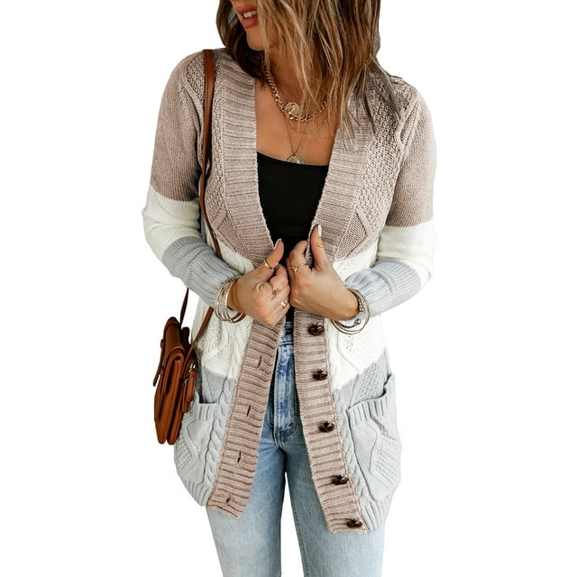 Eytino Women Sweaters Womens Cardigans Open Front Long Sleeve Button ...