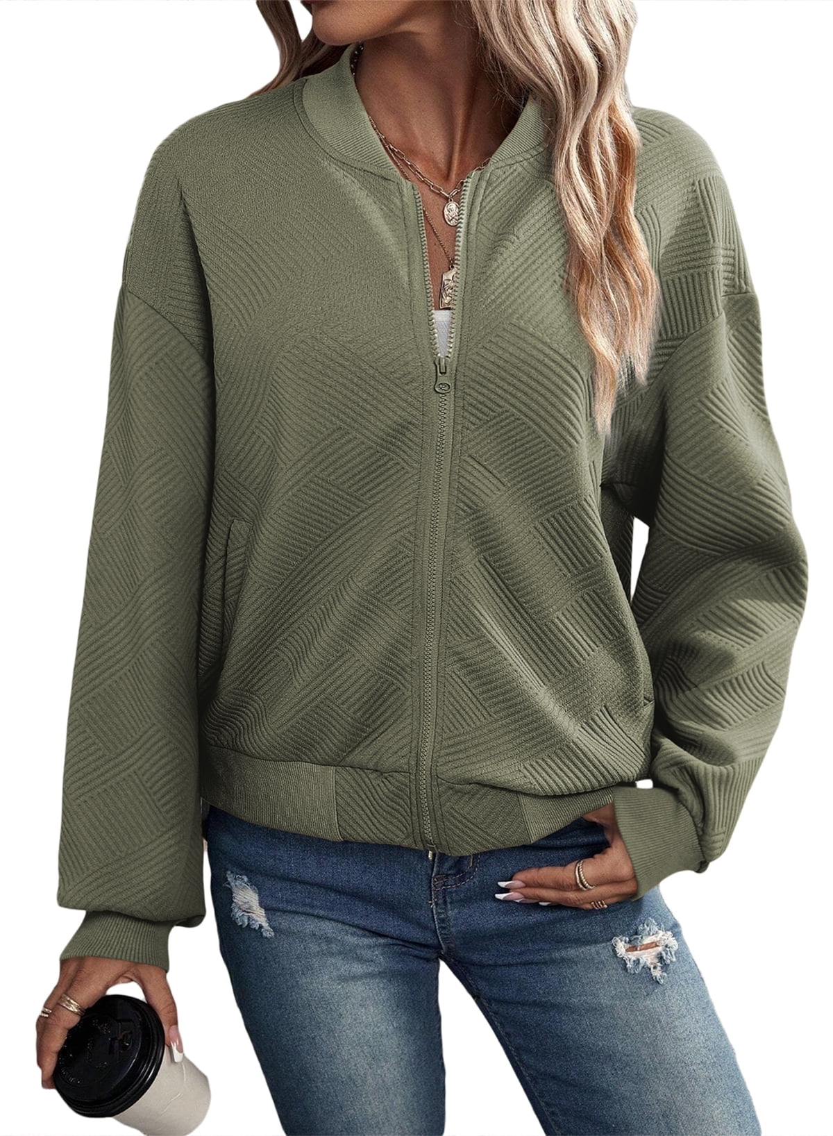 Eytino Women’s Jackets Bomber Jacket Lightweight Long Sleeve Stand ...