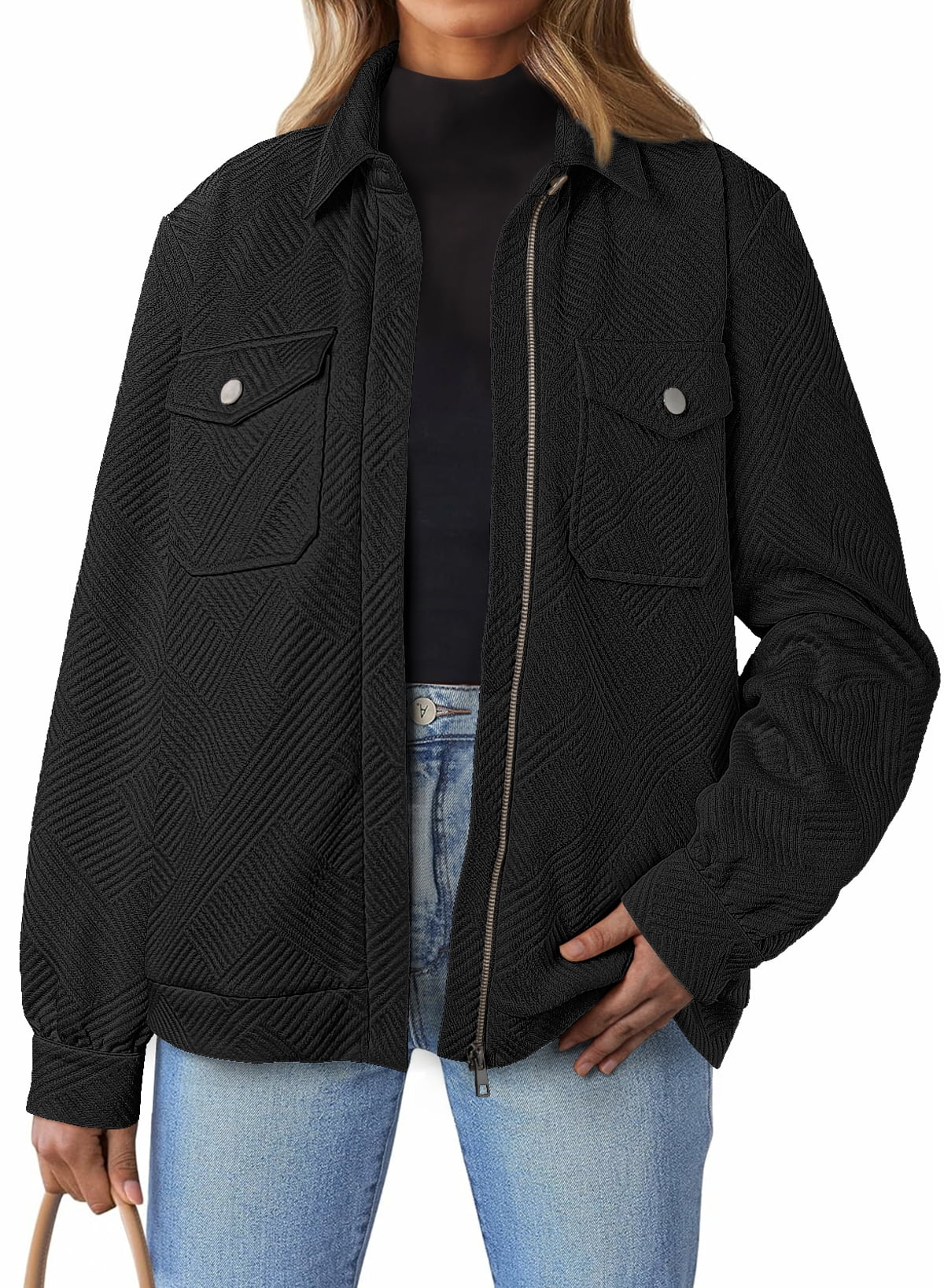 Eytino Womens Jackets Fashion 2024 Casual Zip Up Shacket Jacket ...