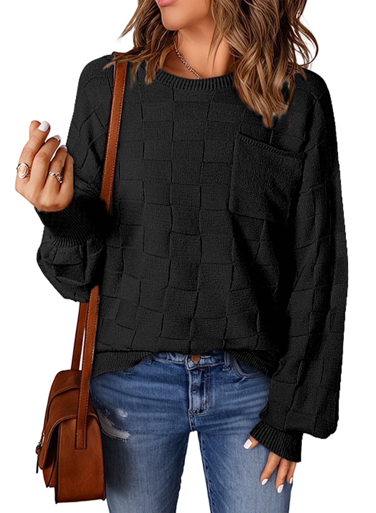 Eytino Womens Oversized Sweaters Fall Slouchy Long Sleeve Ribbed Knit ...