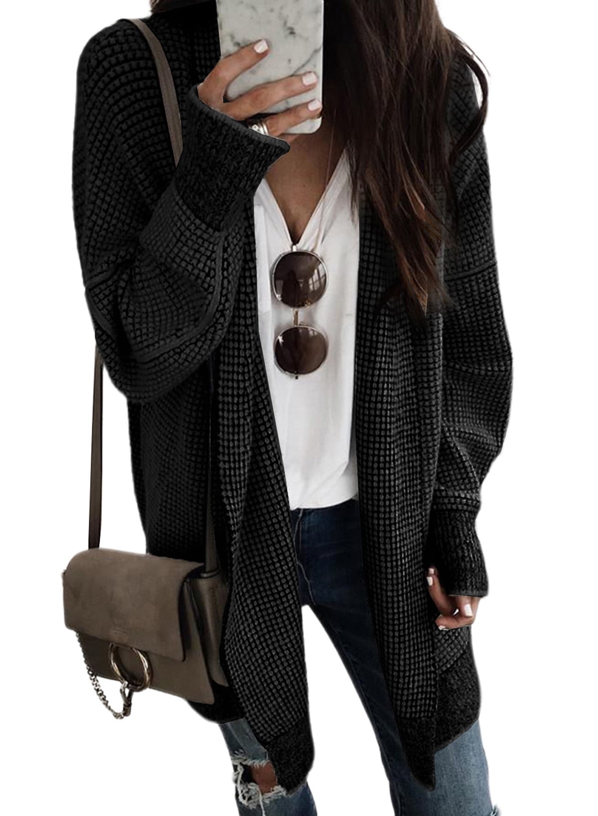 Eytino Womens Sweaters Cardigans for Women 2024 Fall Long Sleeve Open ...