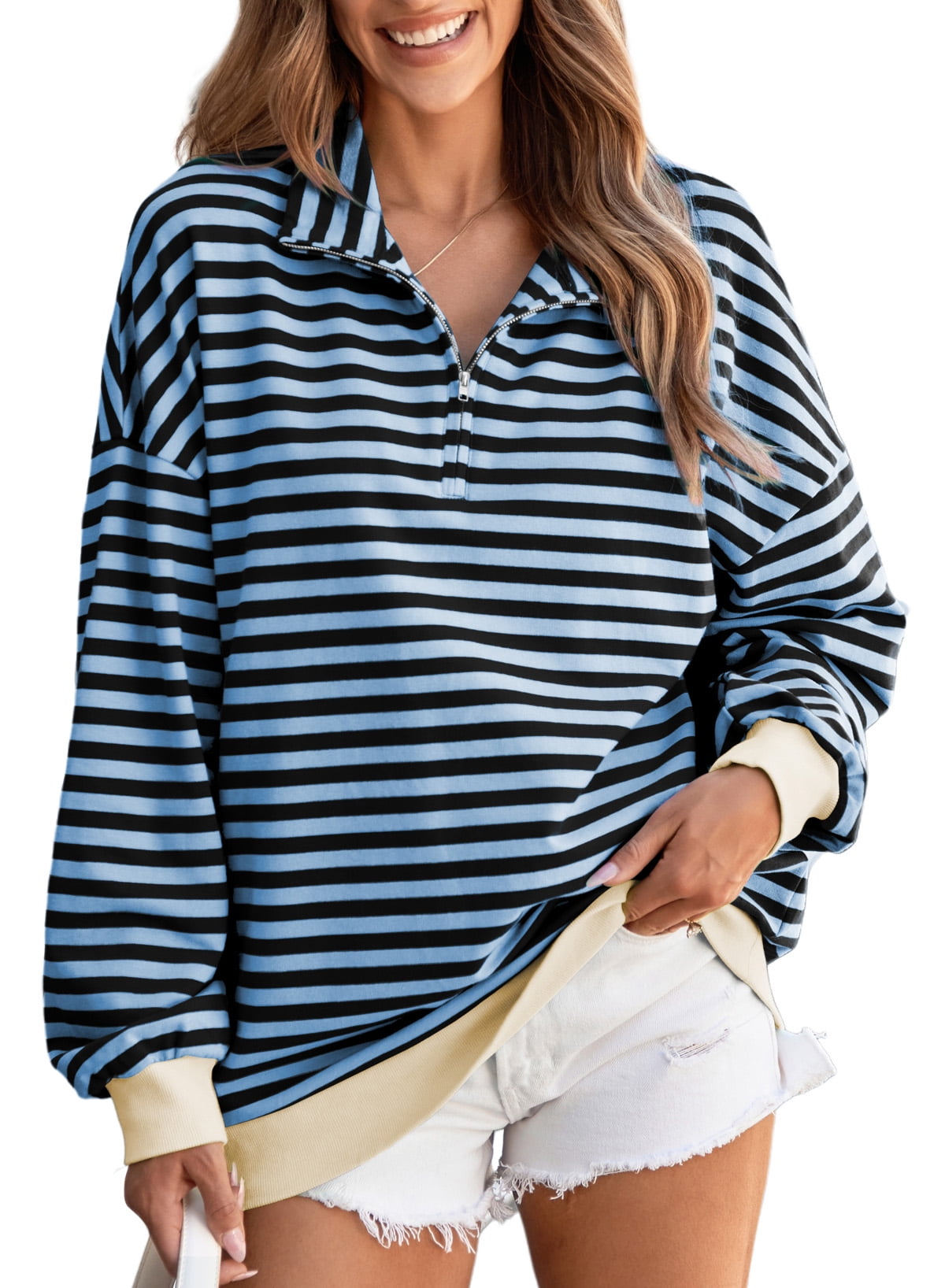 Eytino Womens Sweatshirts Oversized Sweatshirts for Women Half Quarter ...