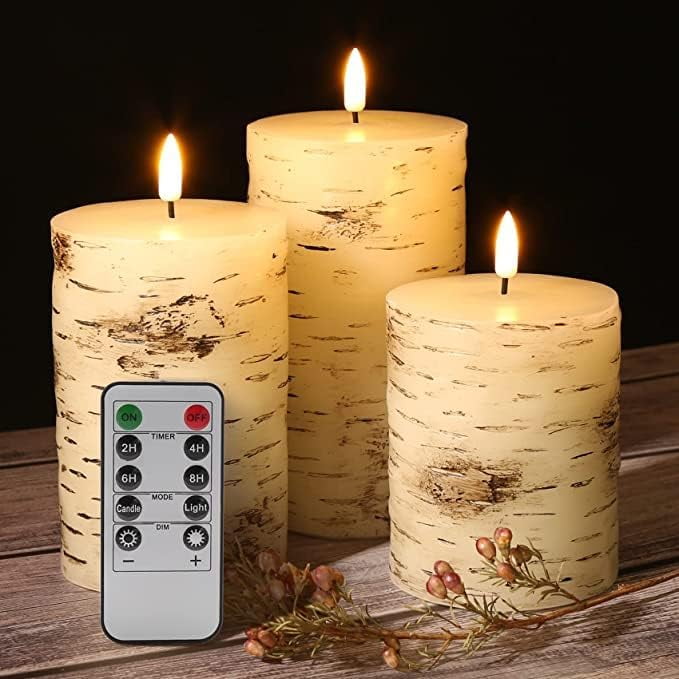 Eywamage White Flameless Pillar Candles with Remote, Flickering ...