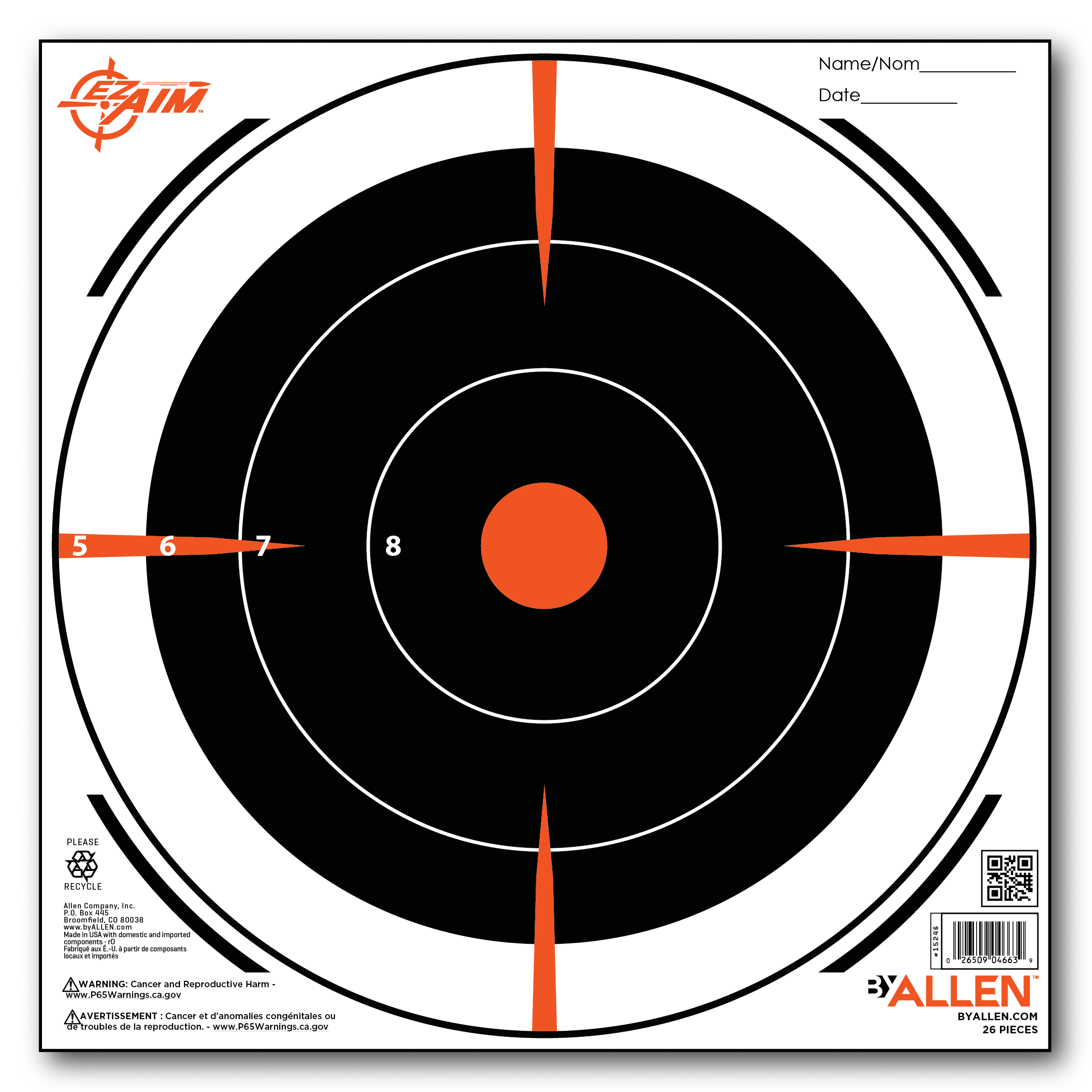Ez Aim 8 Inch. Square Bullseye Shooting Paper Targets, 12-Pack, Black ...