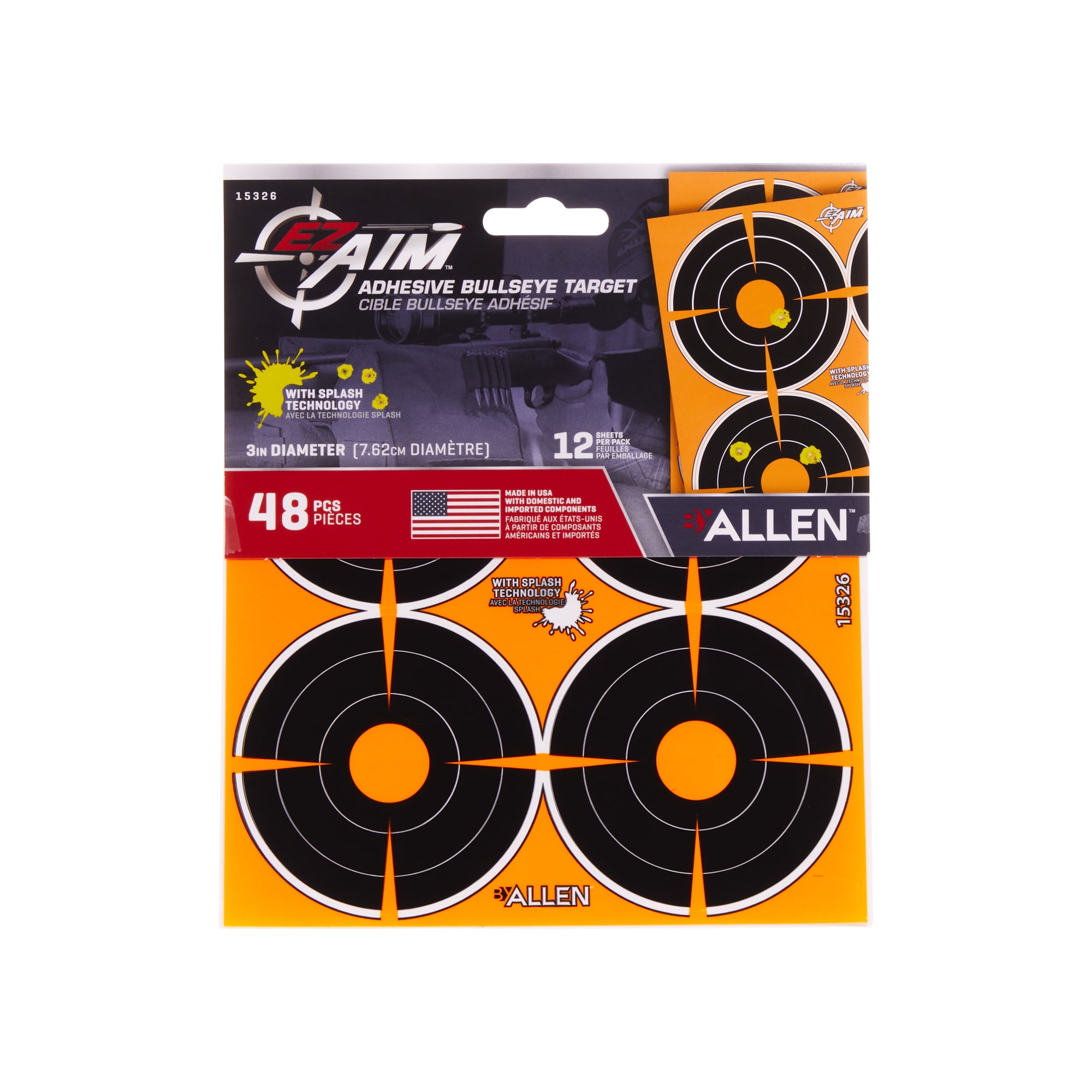 Ez Aim Adhesive Splash Reactive Paper Shooting Targets, 3 In Bullseye ...