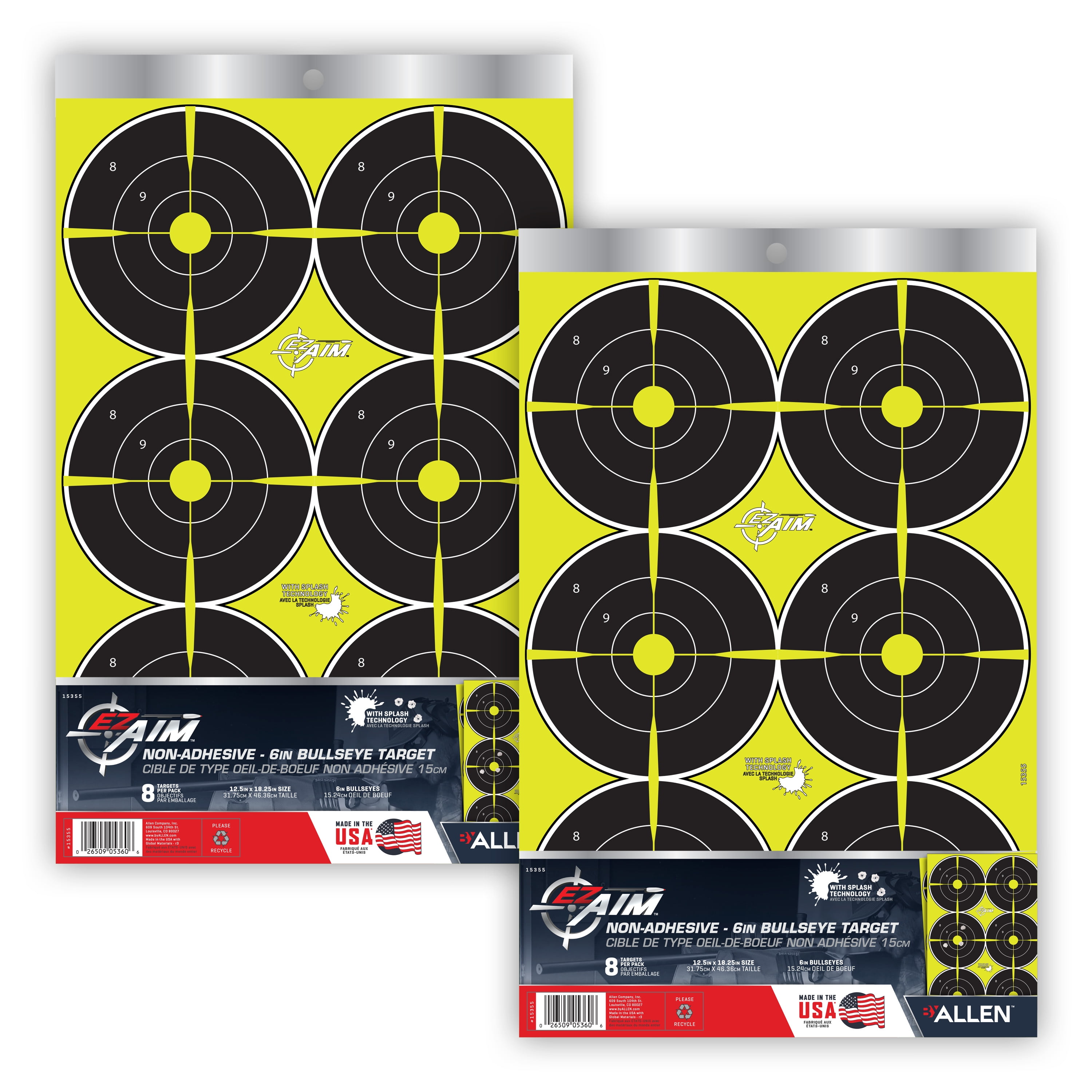 Ez Aim Bullseye Paper Shooting Targets, 12.5"W x 18.25"H, 8-Targets ...