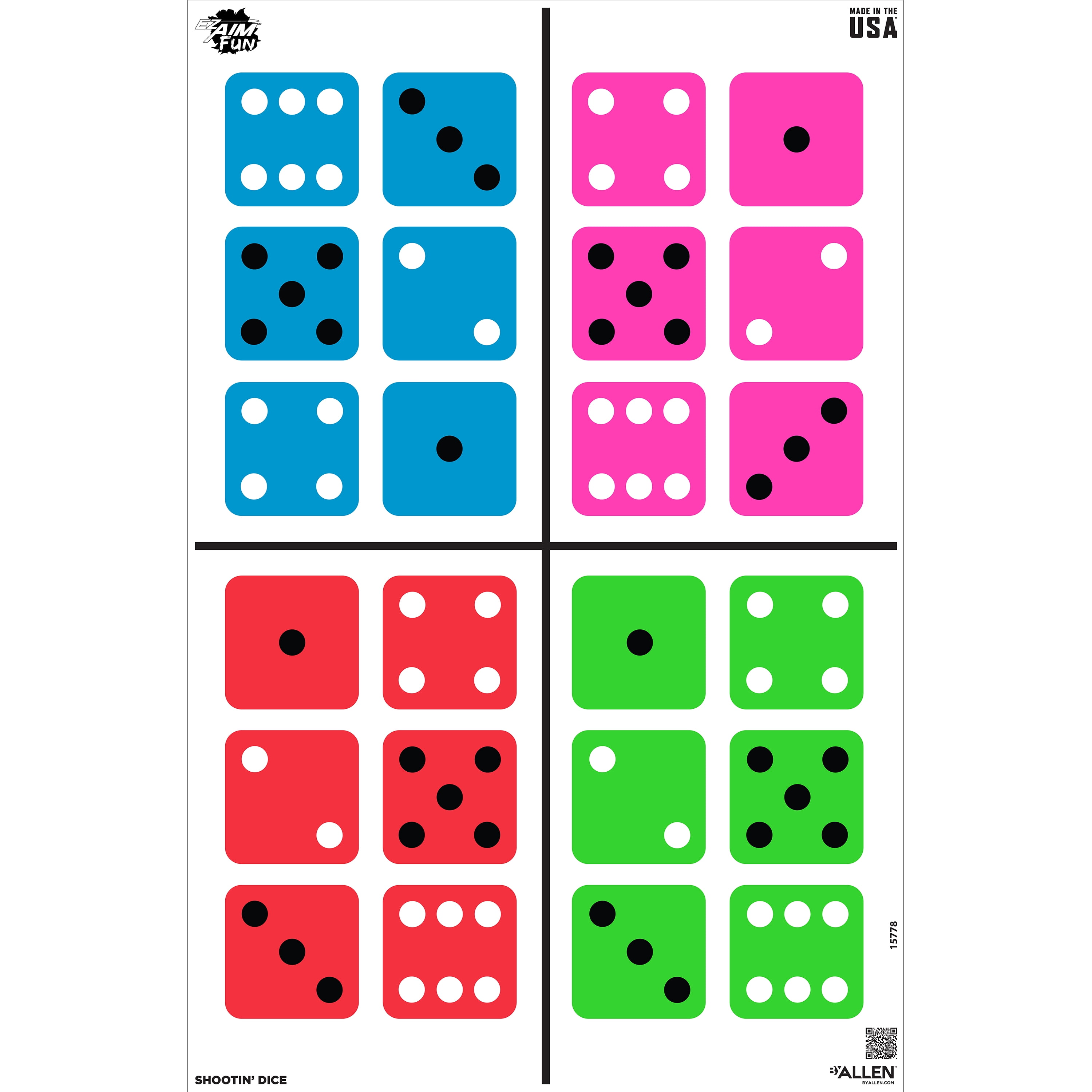 Ez Aim FUN Shootin' Dice Paper Shooting Target, 23" x 35," 3-Pack ...
