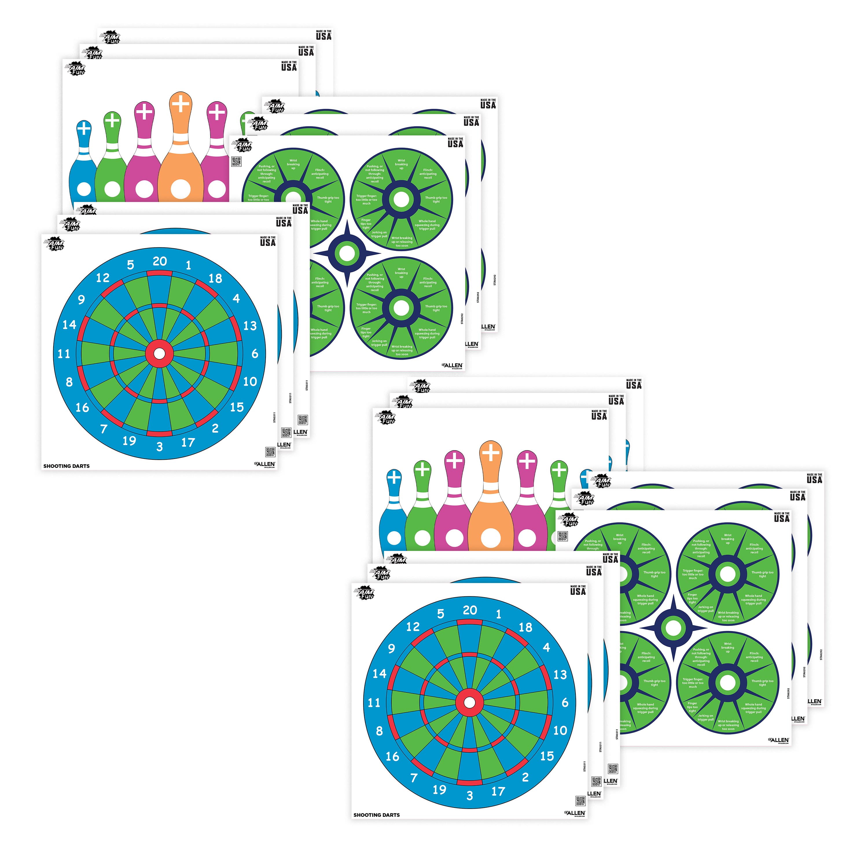EZ Aim Fun Paper Shooting Targets 12 In Square 9-Pack Multi-Color 2 ...
