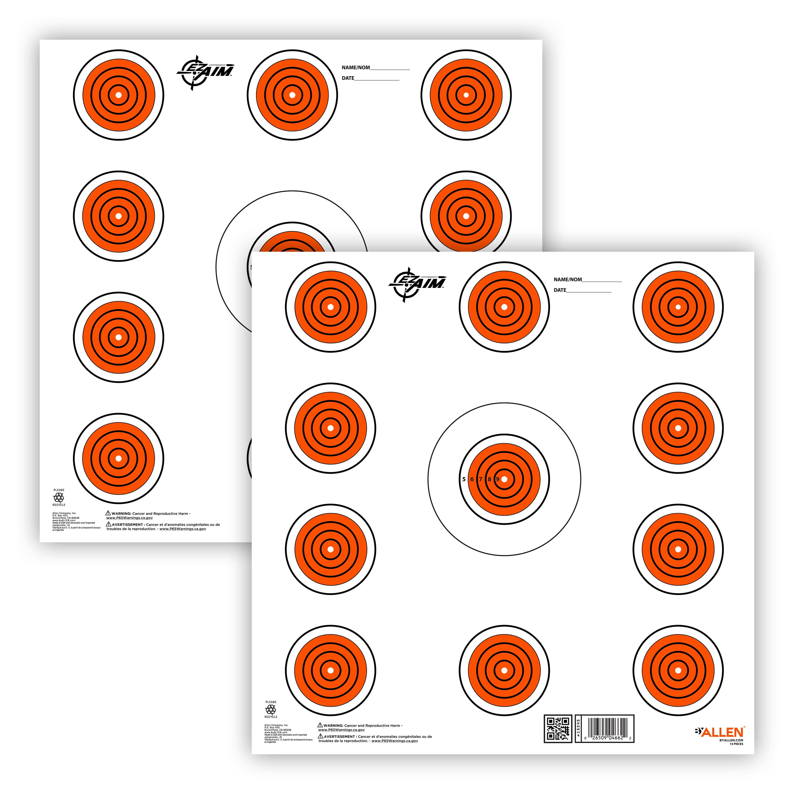 Ez Aim Paper 11-Spot Indoor Target by Allen, 12" Square, 26-Pack ...