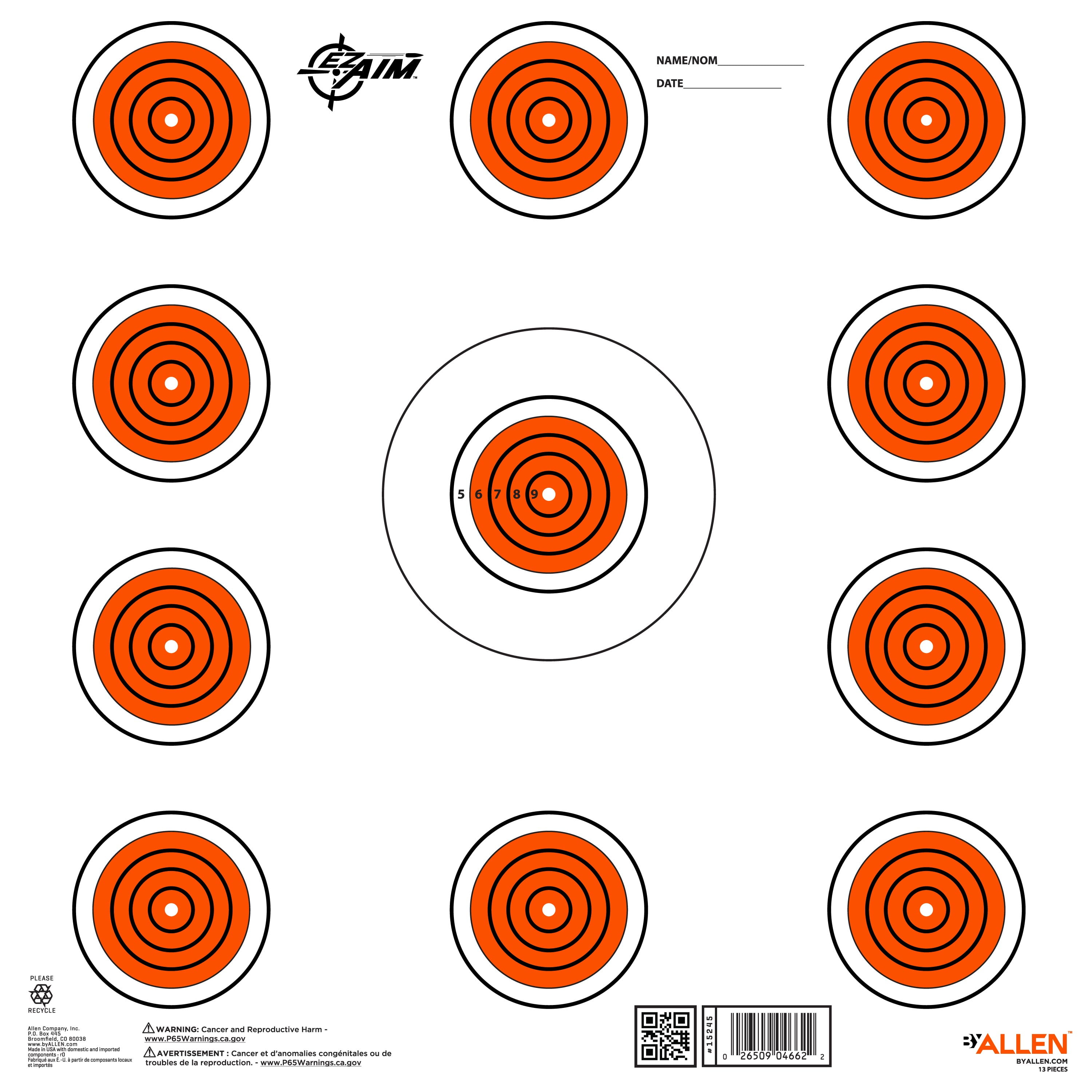 Ez Aim Paper Shooting Targets, 11-Spot Indoor Targets, 12 In Square, 13 ...