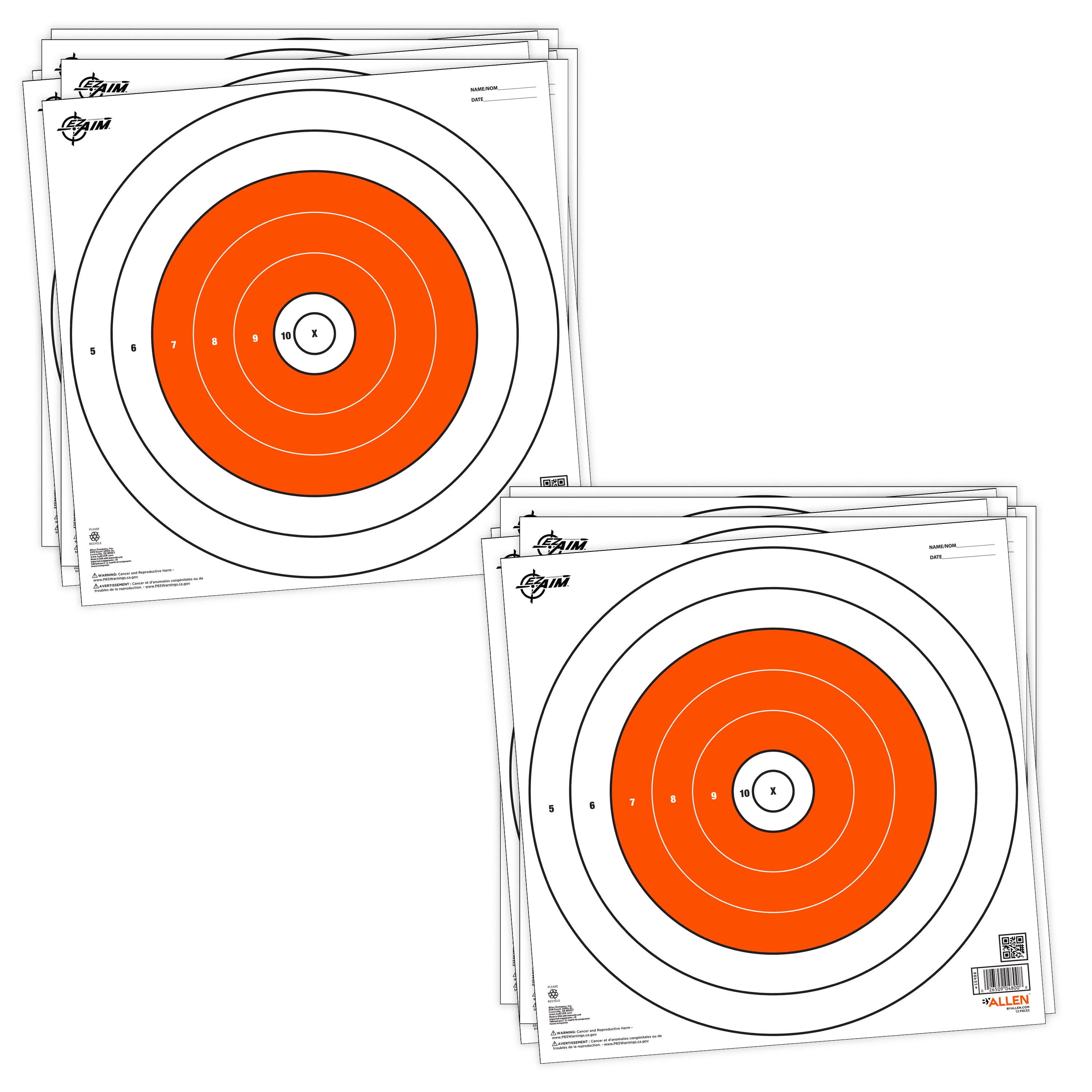 Ez Aim Paper Shooting Targets, 12 In Bullseye, 12-Pack, Orange & White ...