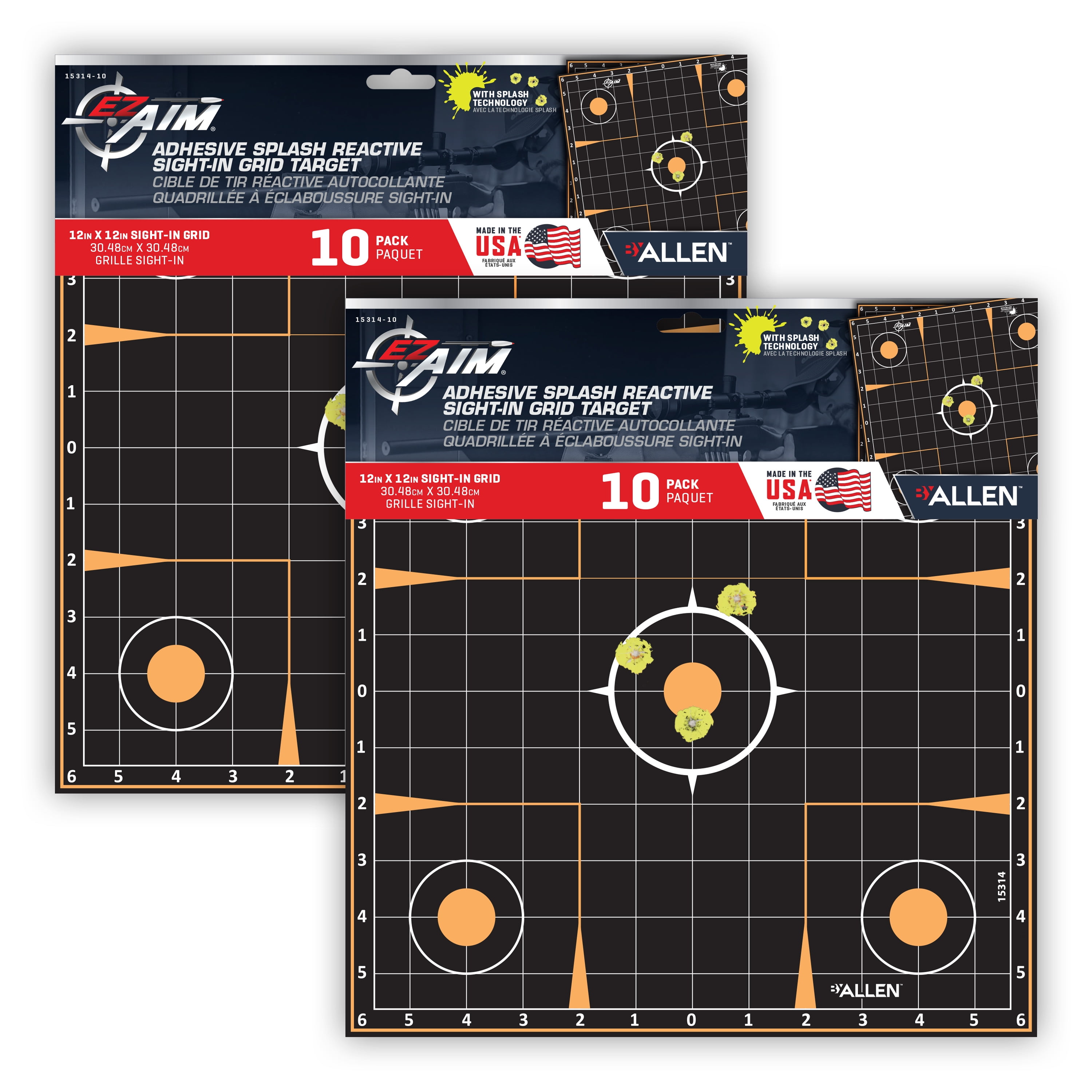Ez Aim Sight-In Paper Shooting Targets, 12" Square, 20-Pack, Multi ...