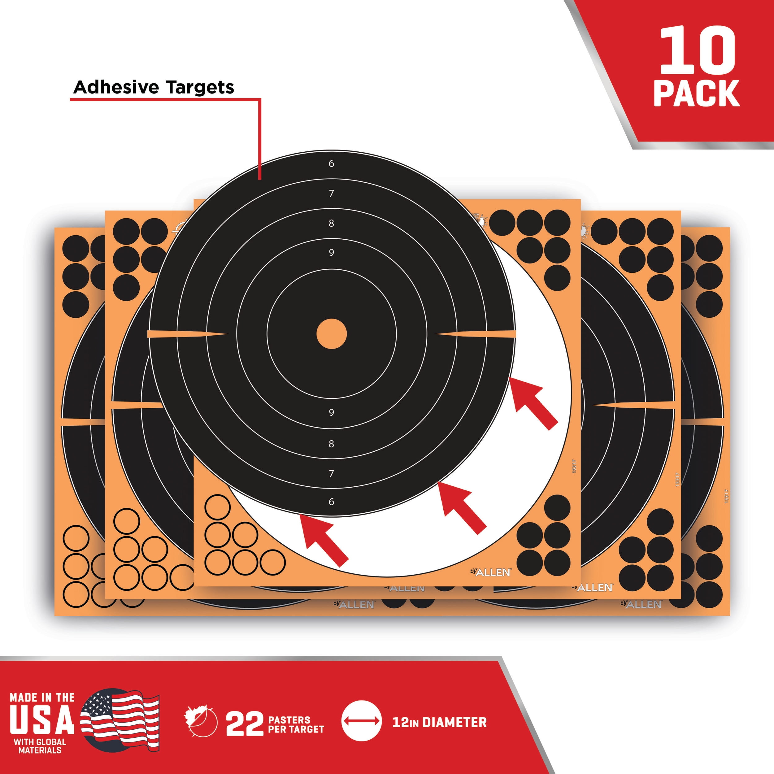EZ Aim Splash® Reactive Adhesive Paper Shooting Targets, Bullseye, 12 ...