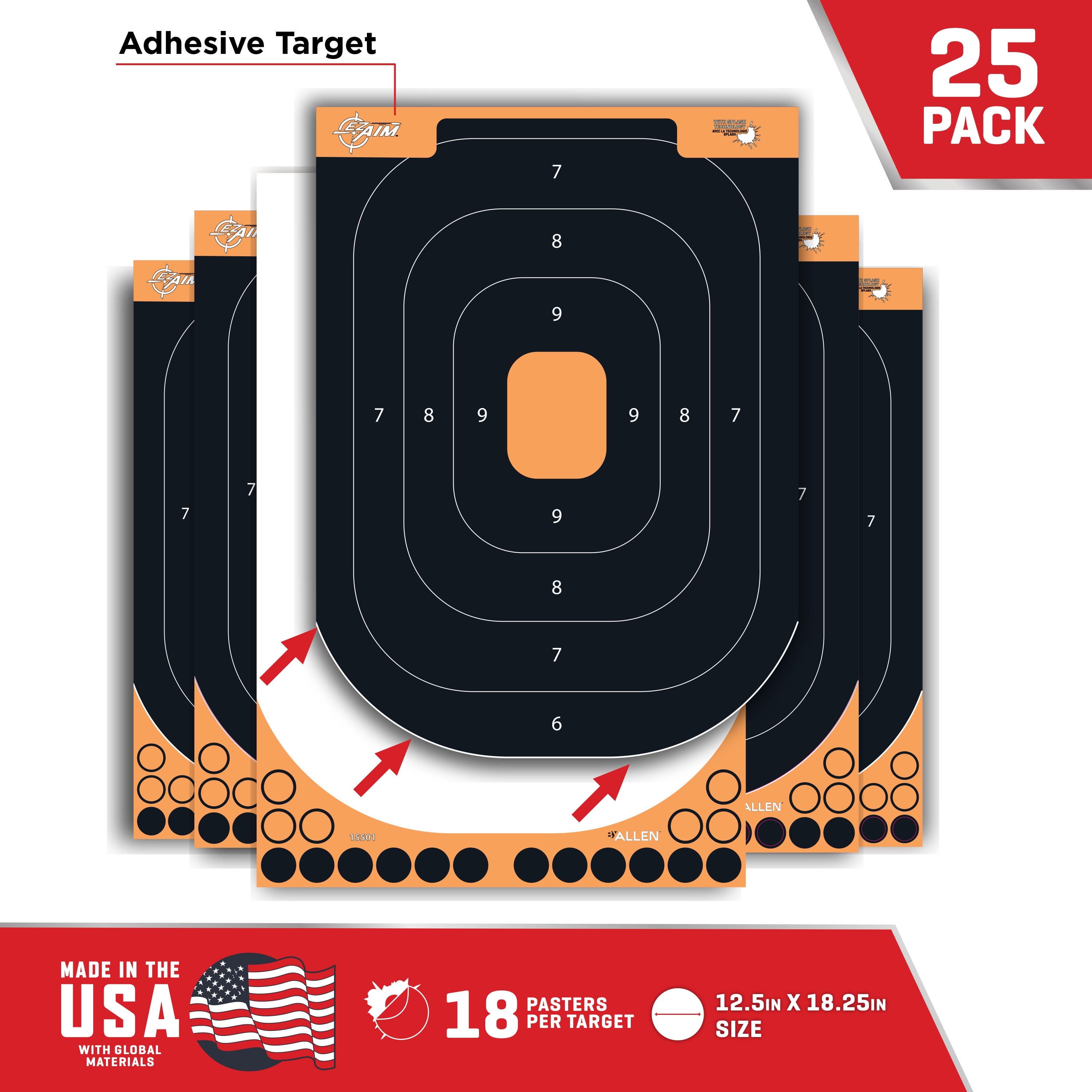 Ez Aim Splash Reactive Adhesive Paper Shooting Targets, Peel Away ...