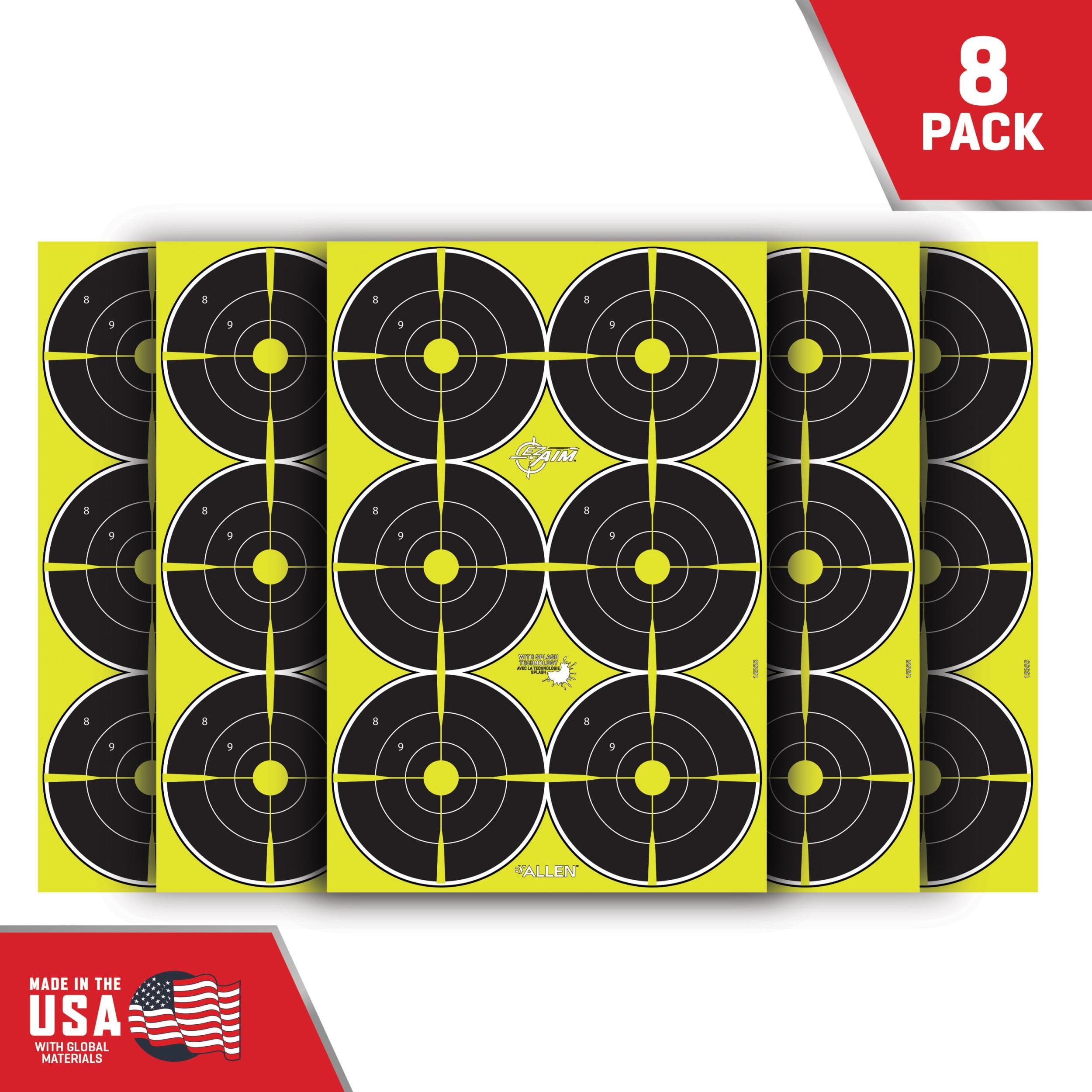Ez Aim Splash Reactive Paper Shooting Targets, Bullseye, 6 Targets Per ...