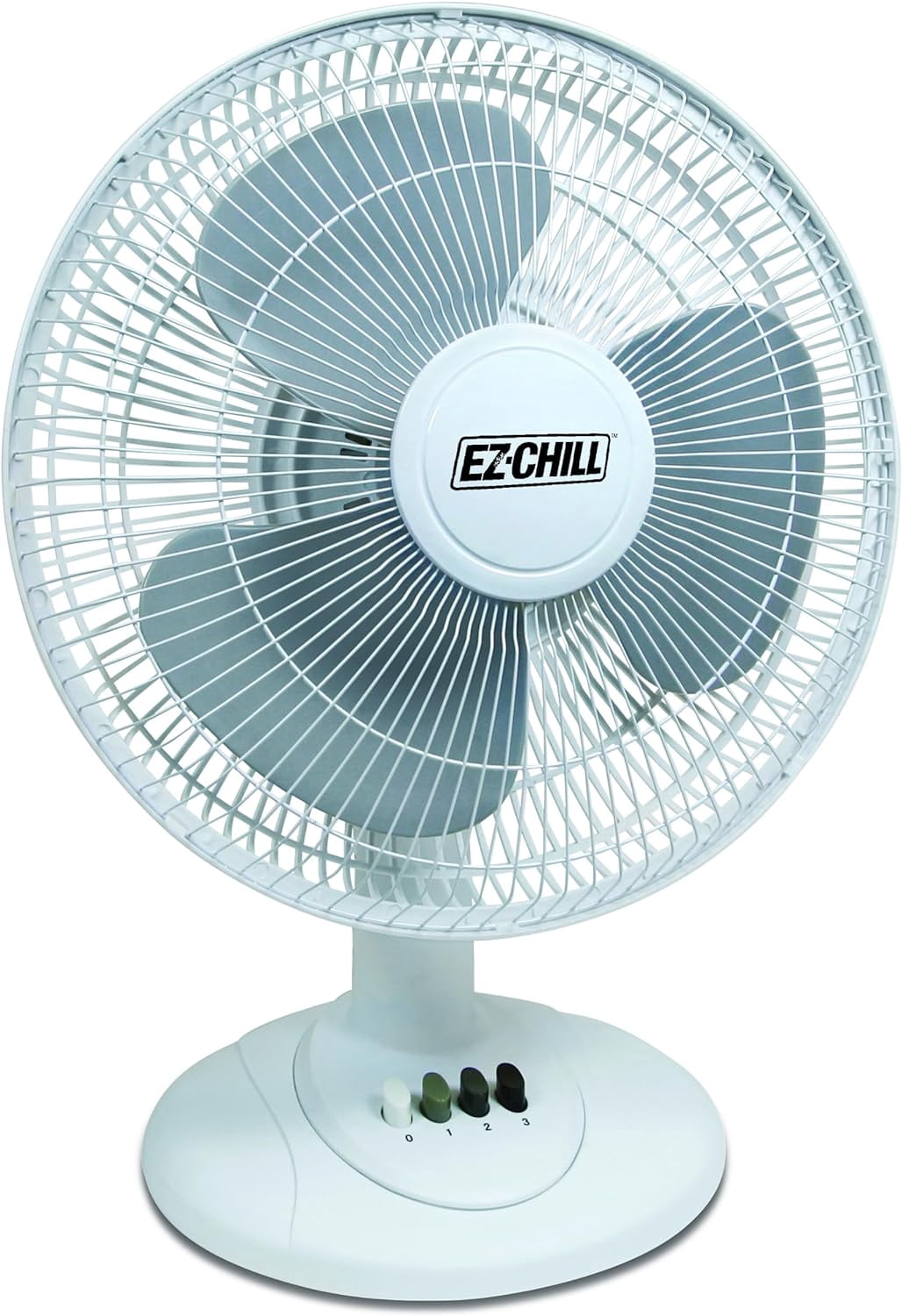 Ez-Chill Fan 12” 3-Speed Oscillating Table Fan with Adjustable Tilt ...