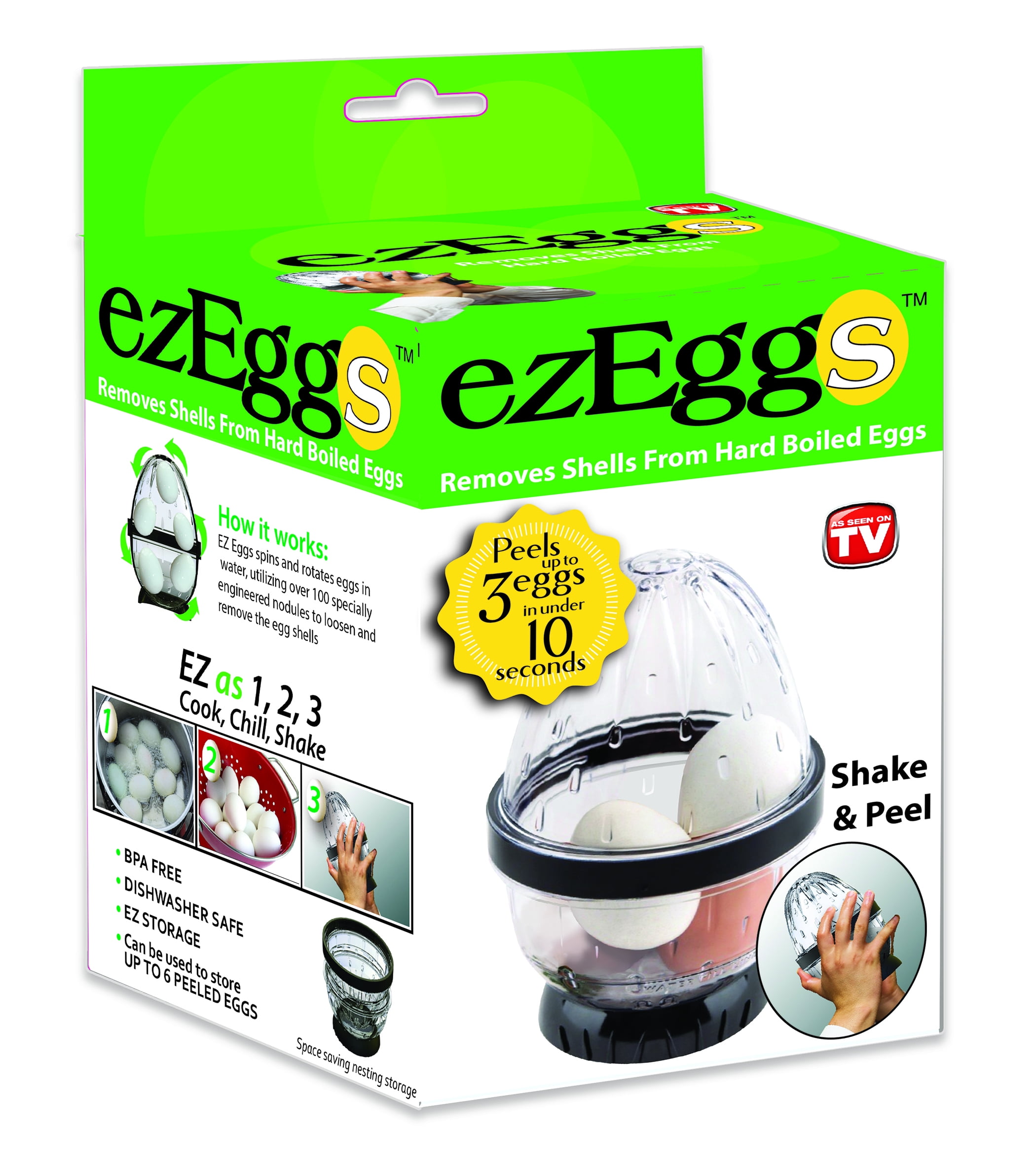 EzEgg 3 Egg Peeler - Hard Boiled Egg Shell Remover, Dishwasher Safe ...
