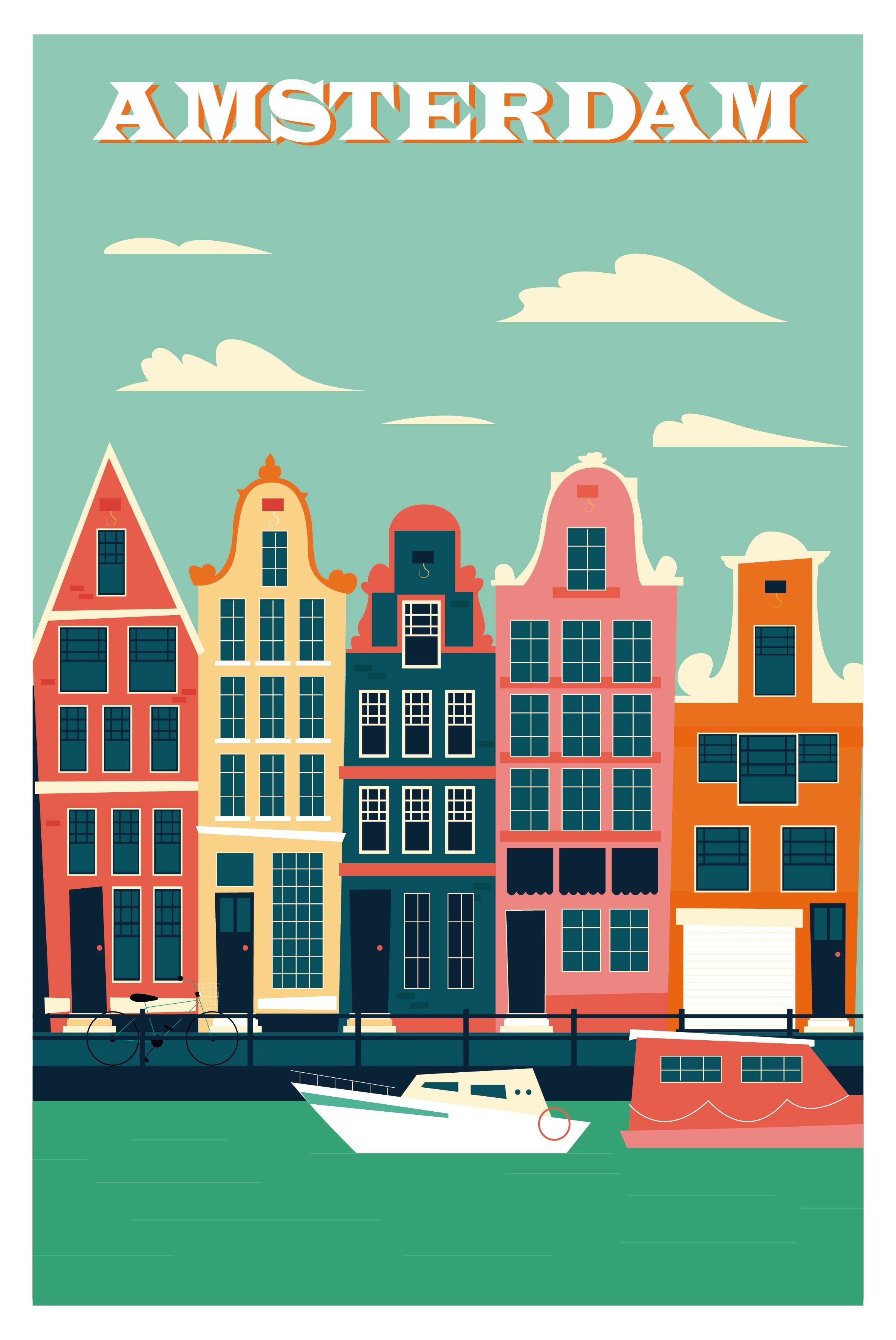EzPosterPrints - Retro World Famous City Posters - Decorative, Vintage ...