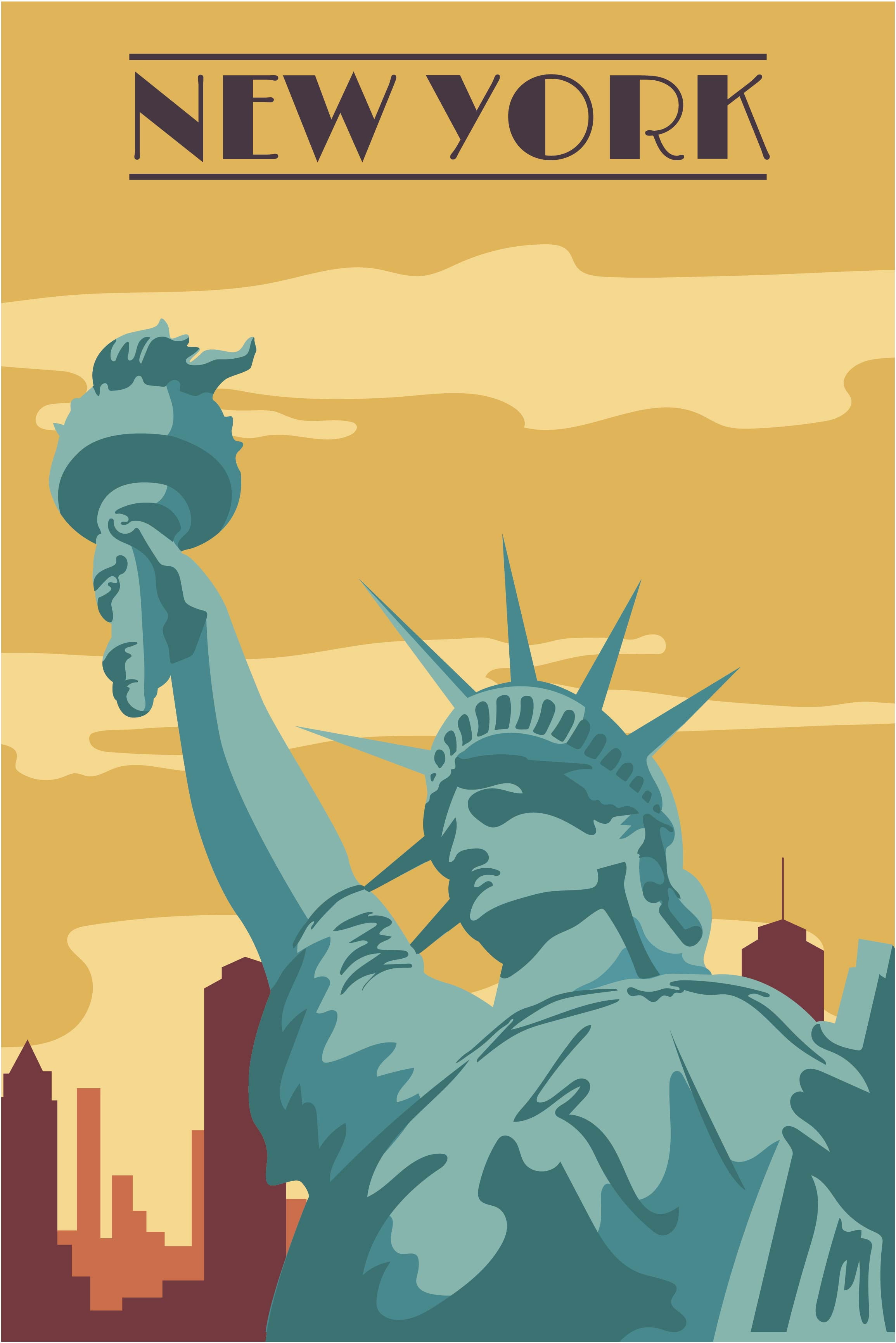 EzPosterPrints - Retro World Famous City Posters - Decorative, Vintage ...