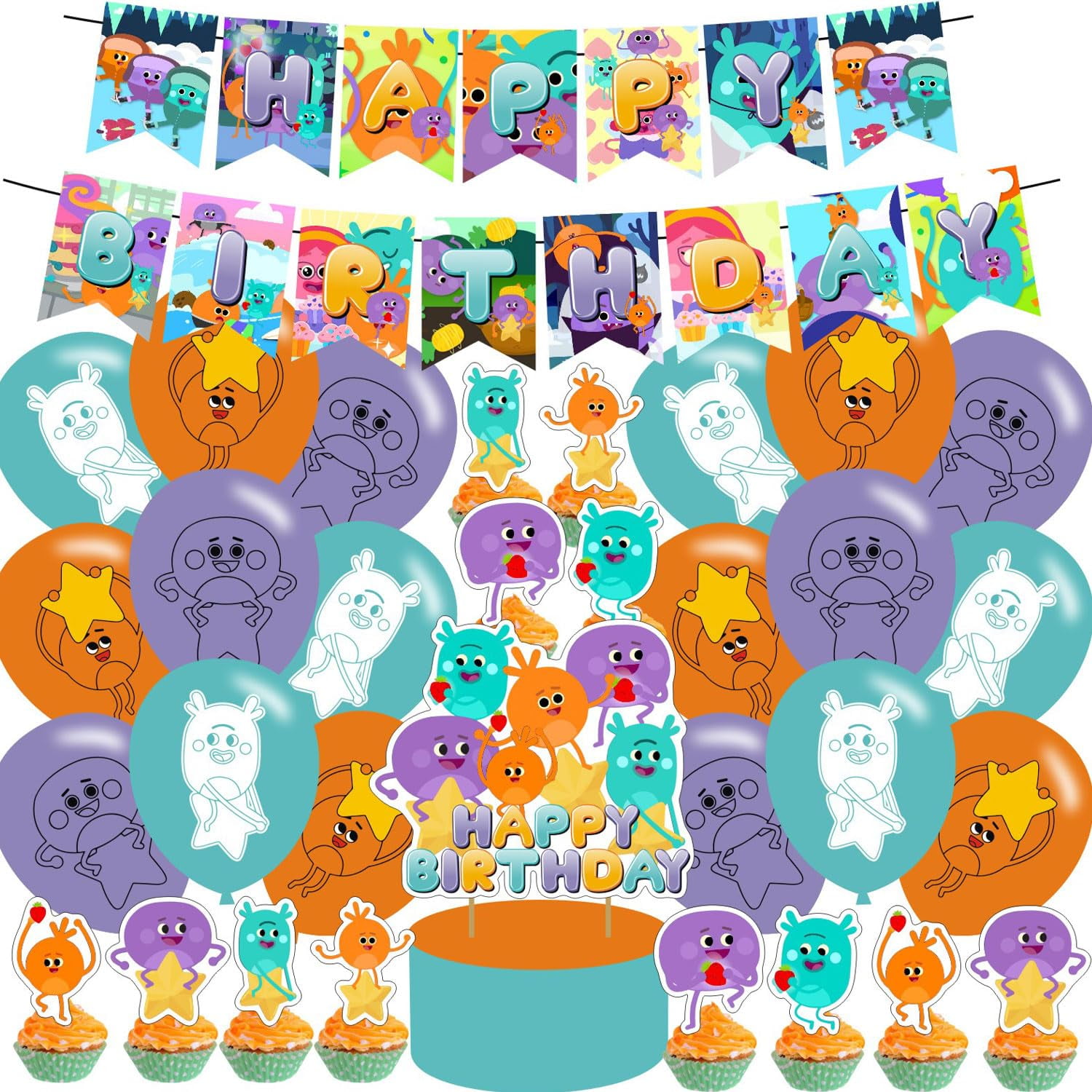 Ezcpigei The Bumble Nums MMF7 Birthday Party Decoration,Super Simple Songs Include Kids Cartoon ...