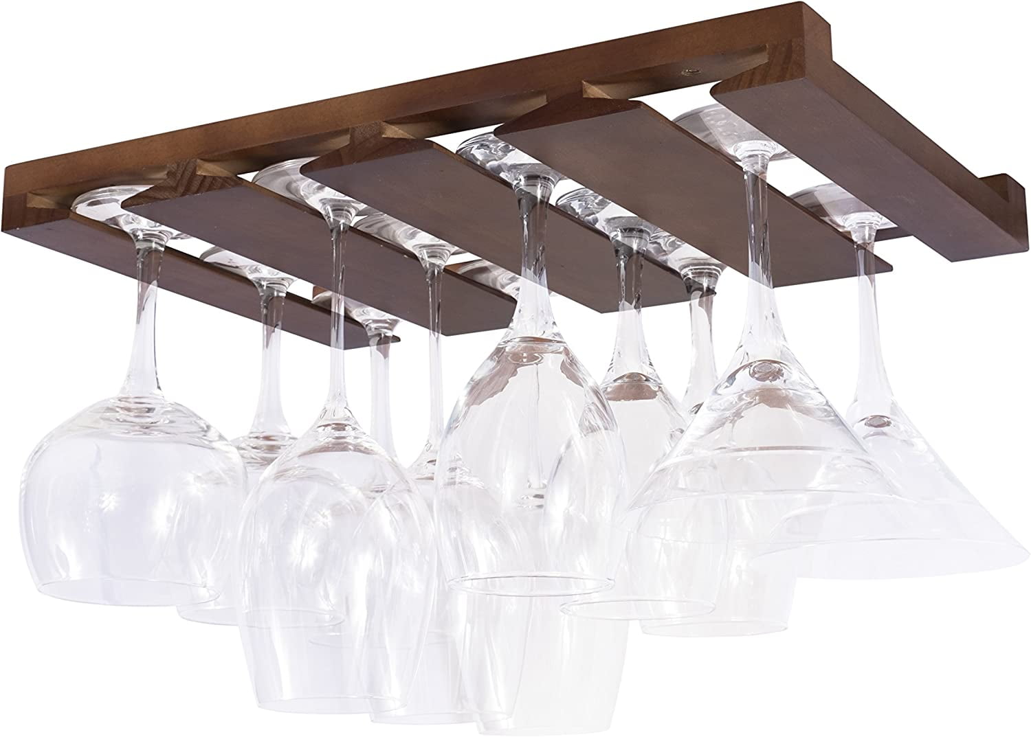 Eze 4 Sectional Under Cabinet Mount Wood Stemware Rack Hanging Shelf ...