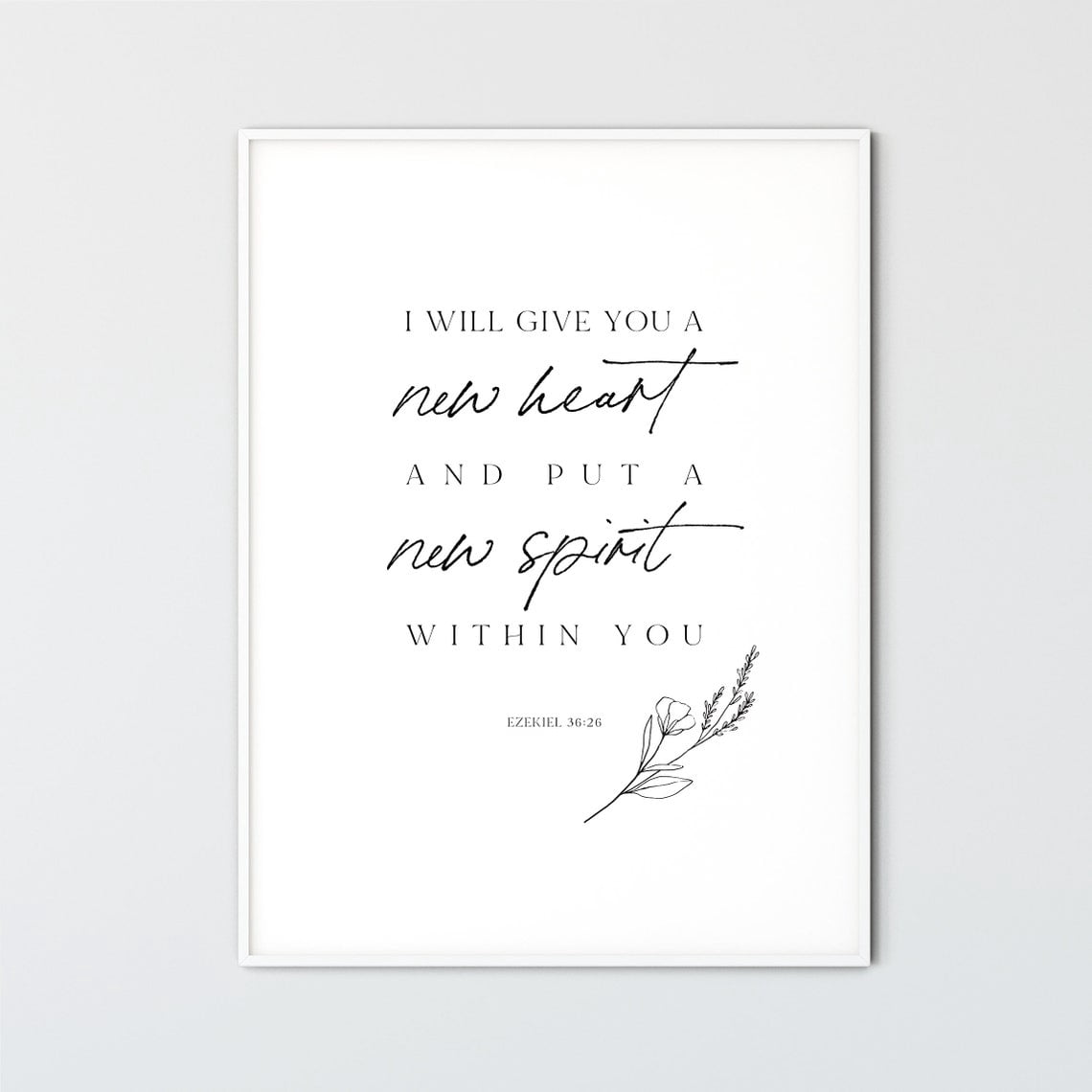 Ezekiel 36:26 New Heart New Spirit Scripture Poster, Unframed Size ...