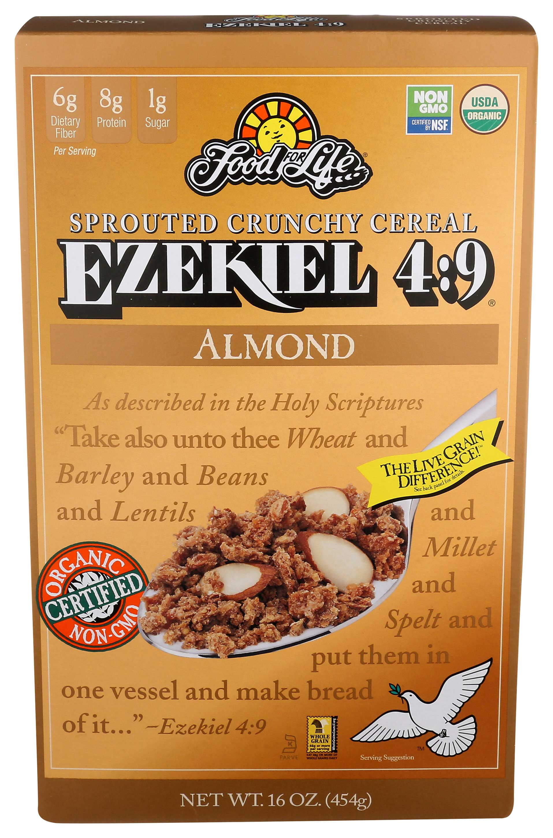 Ezekiel 4:9 Sprouted Whole Grain Cereal, Almond, 16 Ounce (Pack of 6 ...