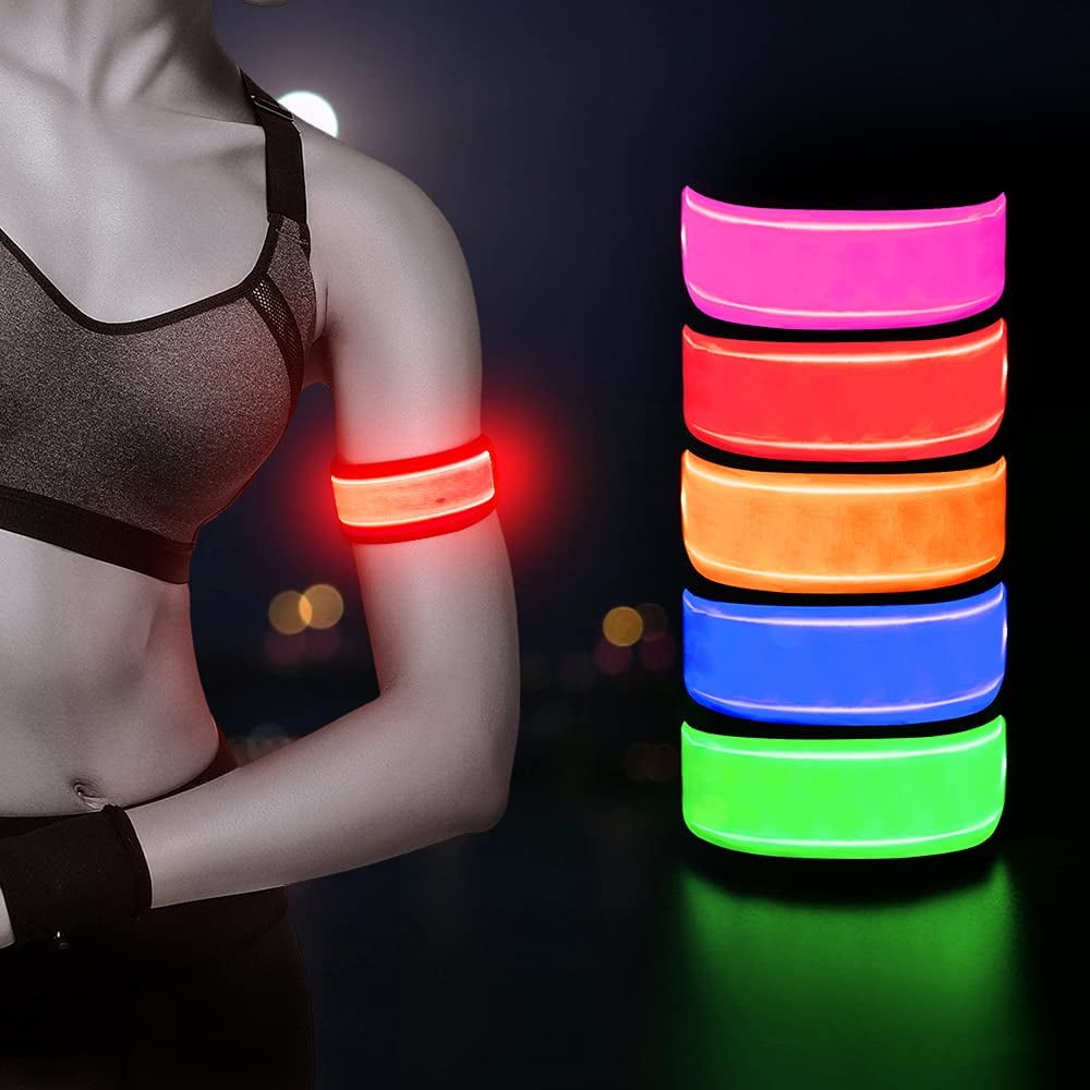 Ezerfy Light Up LED Arm Band for Running - 2 Pack Reflective LED ...