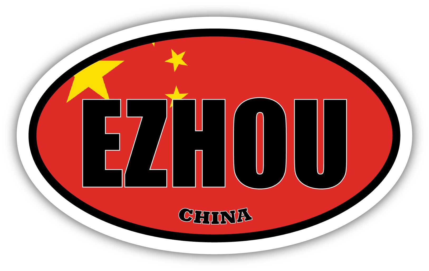 Ezhou China Flag Oval Decal Vinyl Bumper Sticker 3x5 inches - Walmart.com