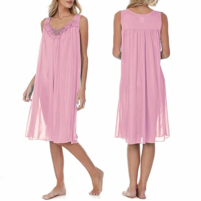 Ezi Satin Nightgowns for Women - Soft & Breathable Knee-Length Night ...