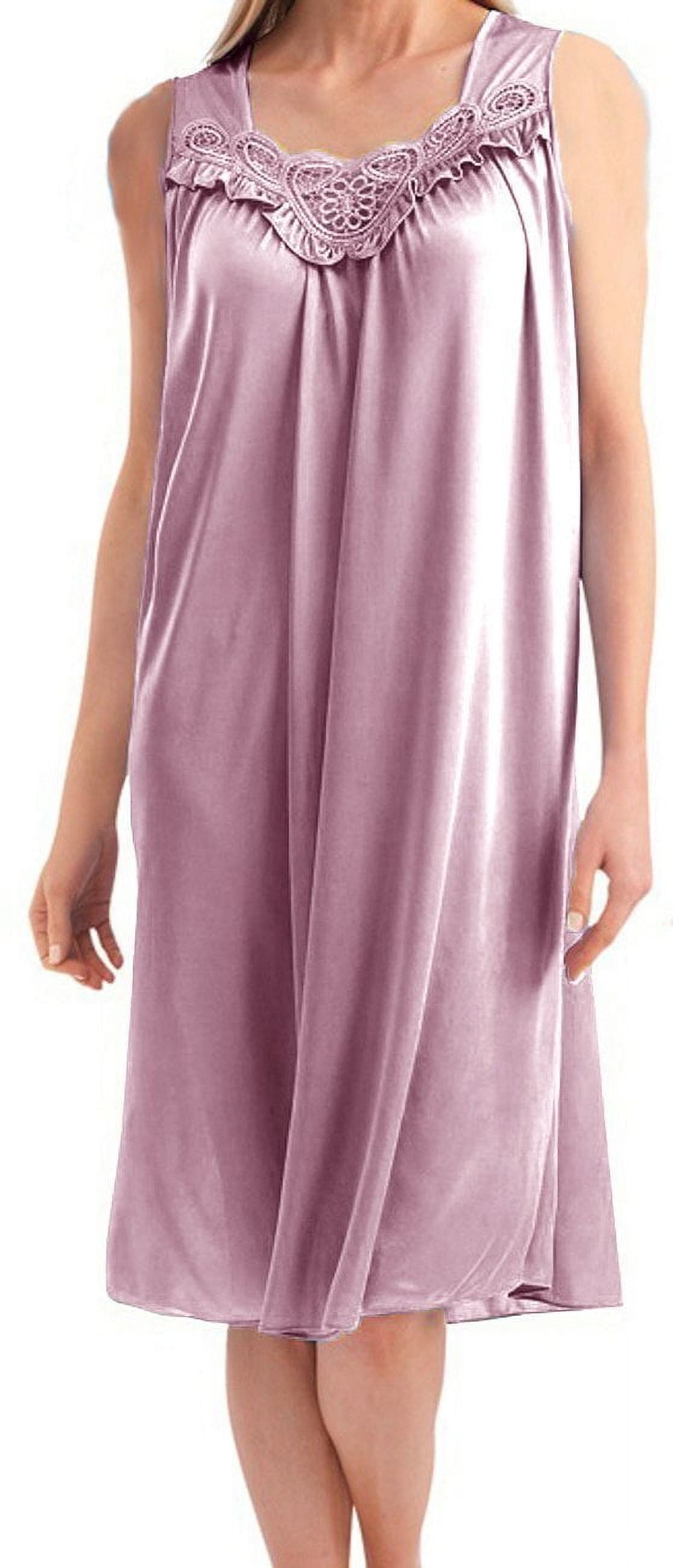 Ezi Satin Nightgowns for Women - Soft & Breathable Knee-Length Night ...