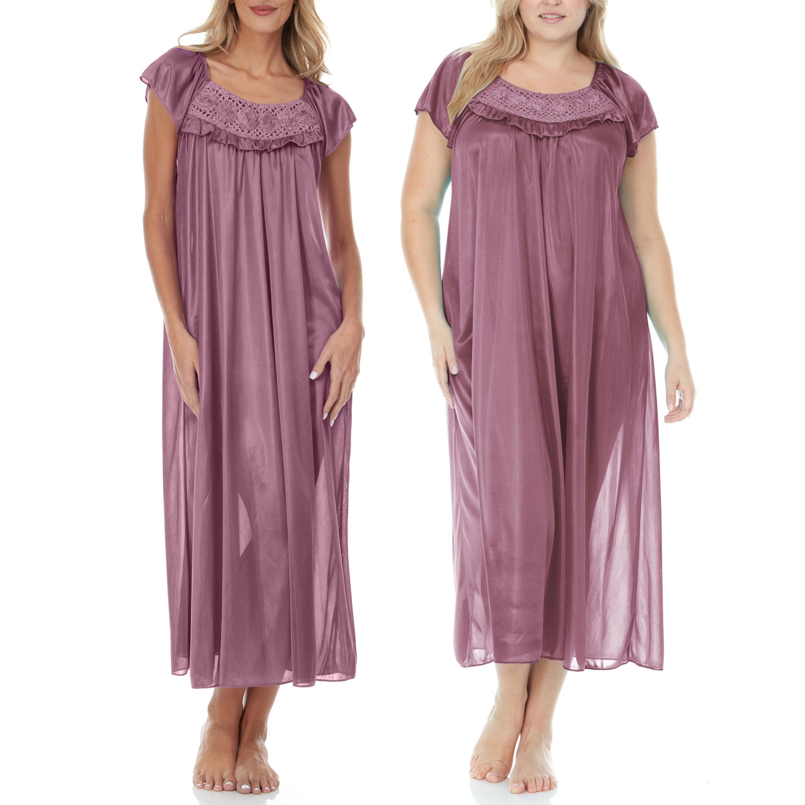 Ezi Satin Nightgowns for Women - Soft & Breathable Knee-Length Night ...