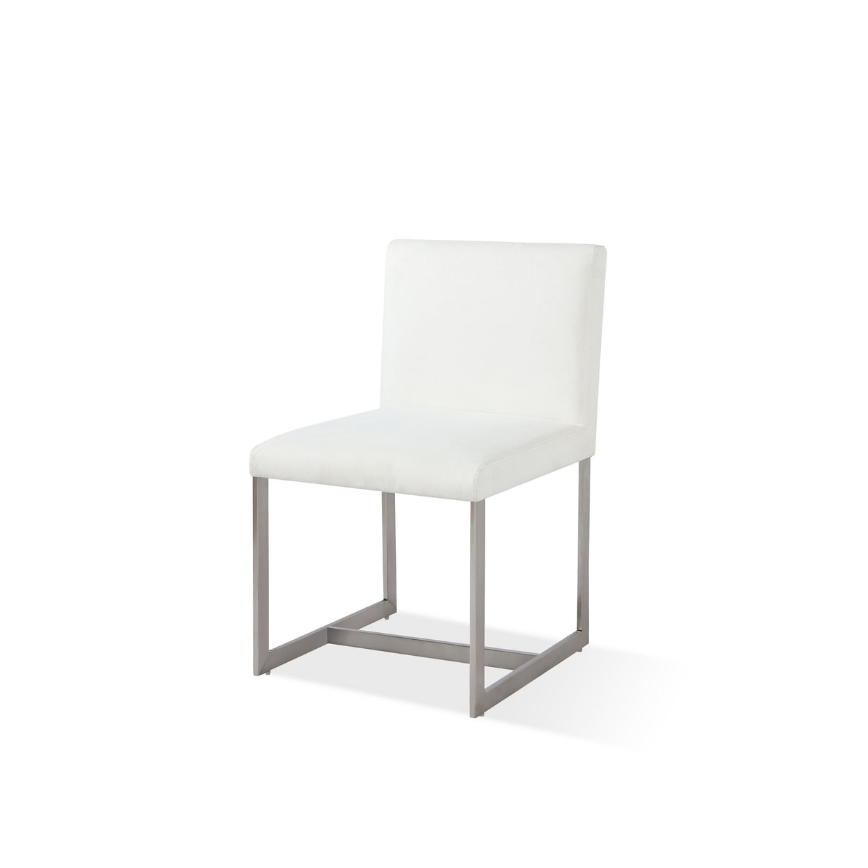 Ezin 19 Inch Set of 2 Dining Chairs, White Velvet Upholstery, Silver ...