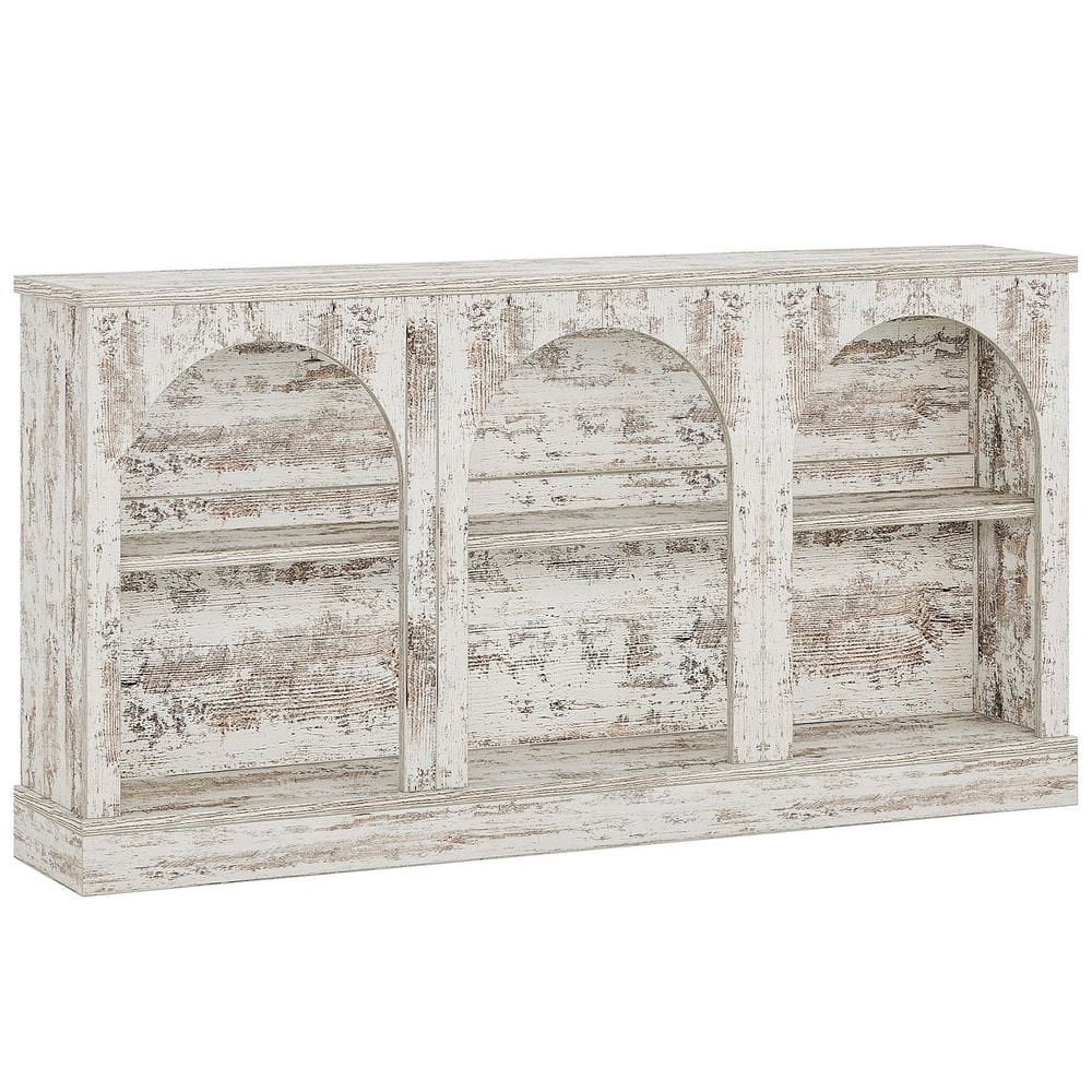 Ezlynn Distressed White TV Stand Entertainment Center Fits TVs Up to 55 ...