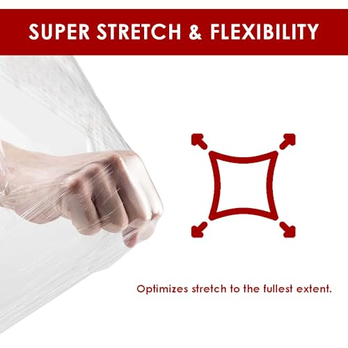 Ezone (4PC) Stretch Film, 18" x 1000ft 80 Gauge Roll Stretch Wrap Clear Shrink Wrap Roll Heavy ...
