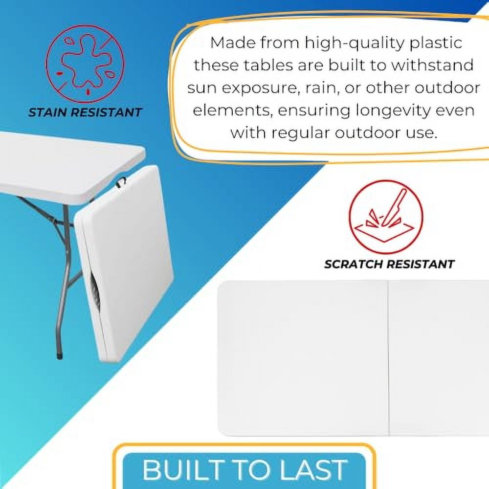 Ezone 6ft Indoor Outdoor Heavy Duty Portable Folding Plastic Dining ...
