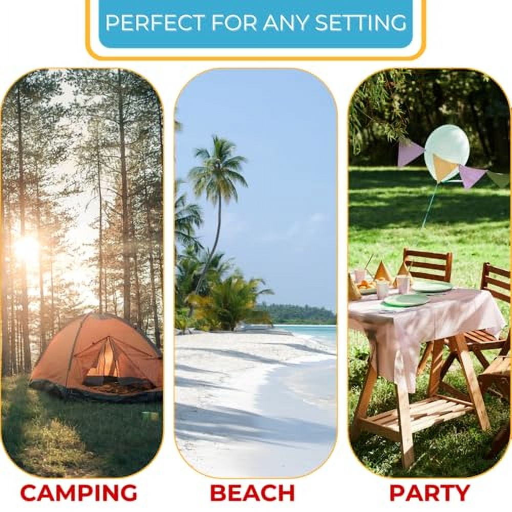 Ezone 8ft Indoor Outdoor Heavy Duty Portable Folding Plastic Dining Table w/Handle, Lock for ...