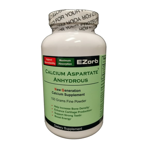 EZorb Calcium Aspartate Anhydrous Powder, 100g, High Absorption for ...