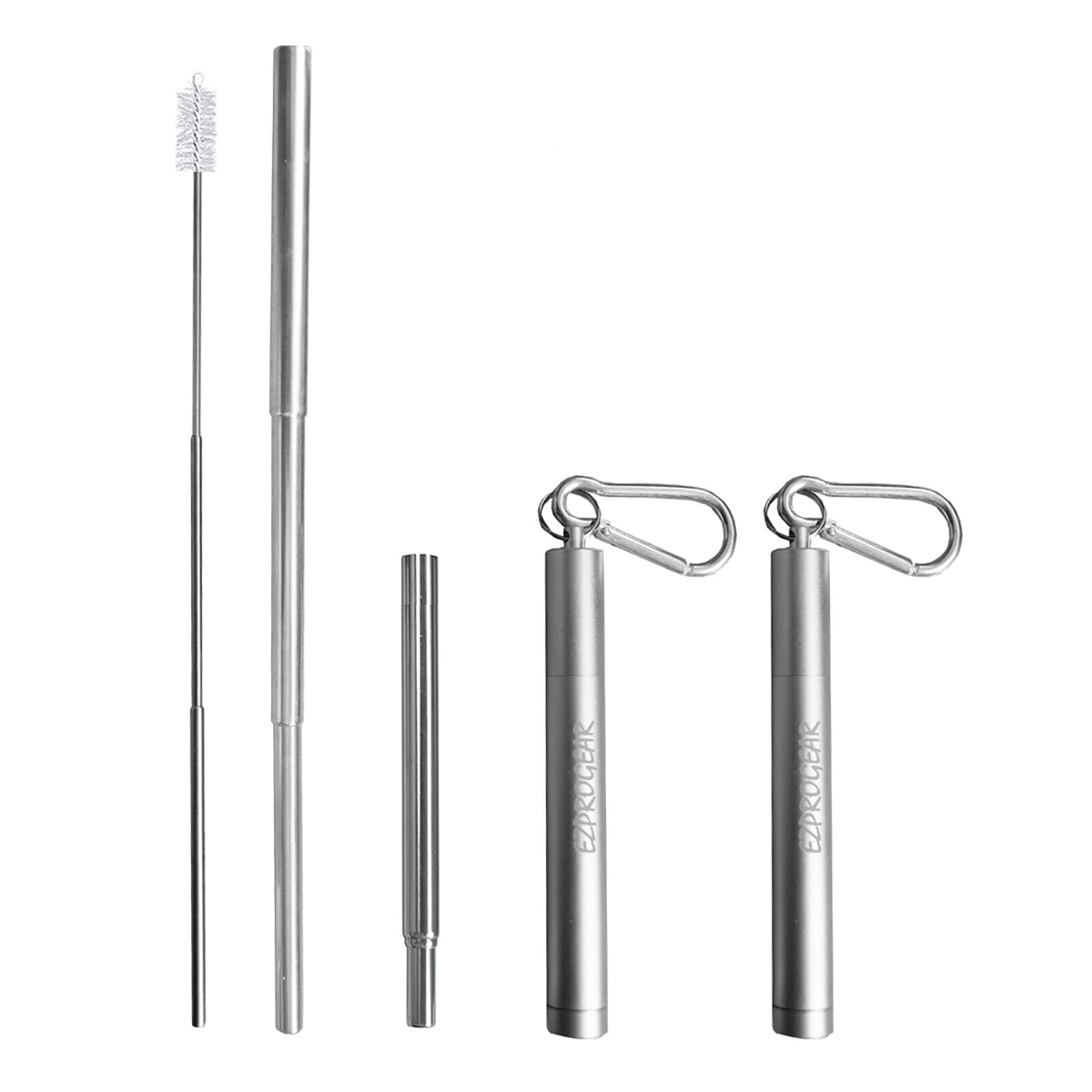 Ezprogear 2 Pack Metal Collapsible Stainless Steel Drinking Straw ...