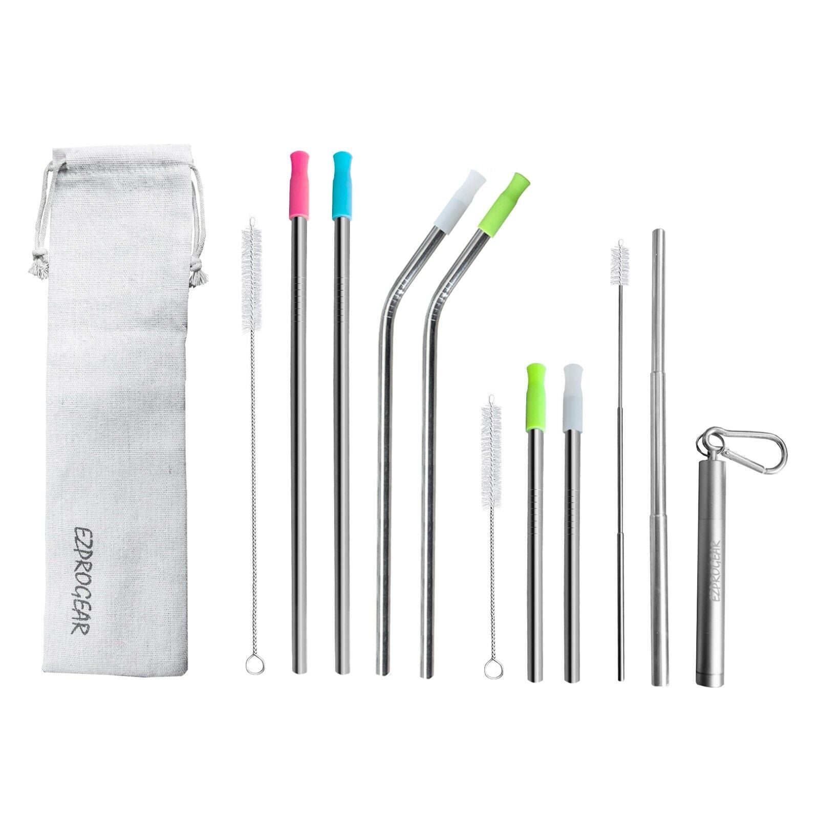 Ezprogear Metal 1C2L2LB2S Stainless Steel Wide Straws with Silicone ...