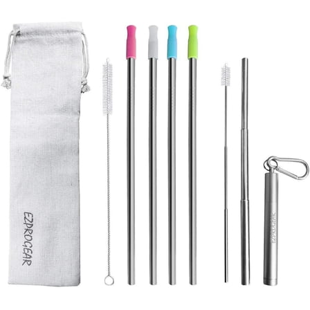 TAL Reusable Silicone Straws W/ Cleaning Brush, 5 Piece Set - Walmart.com