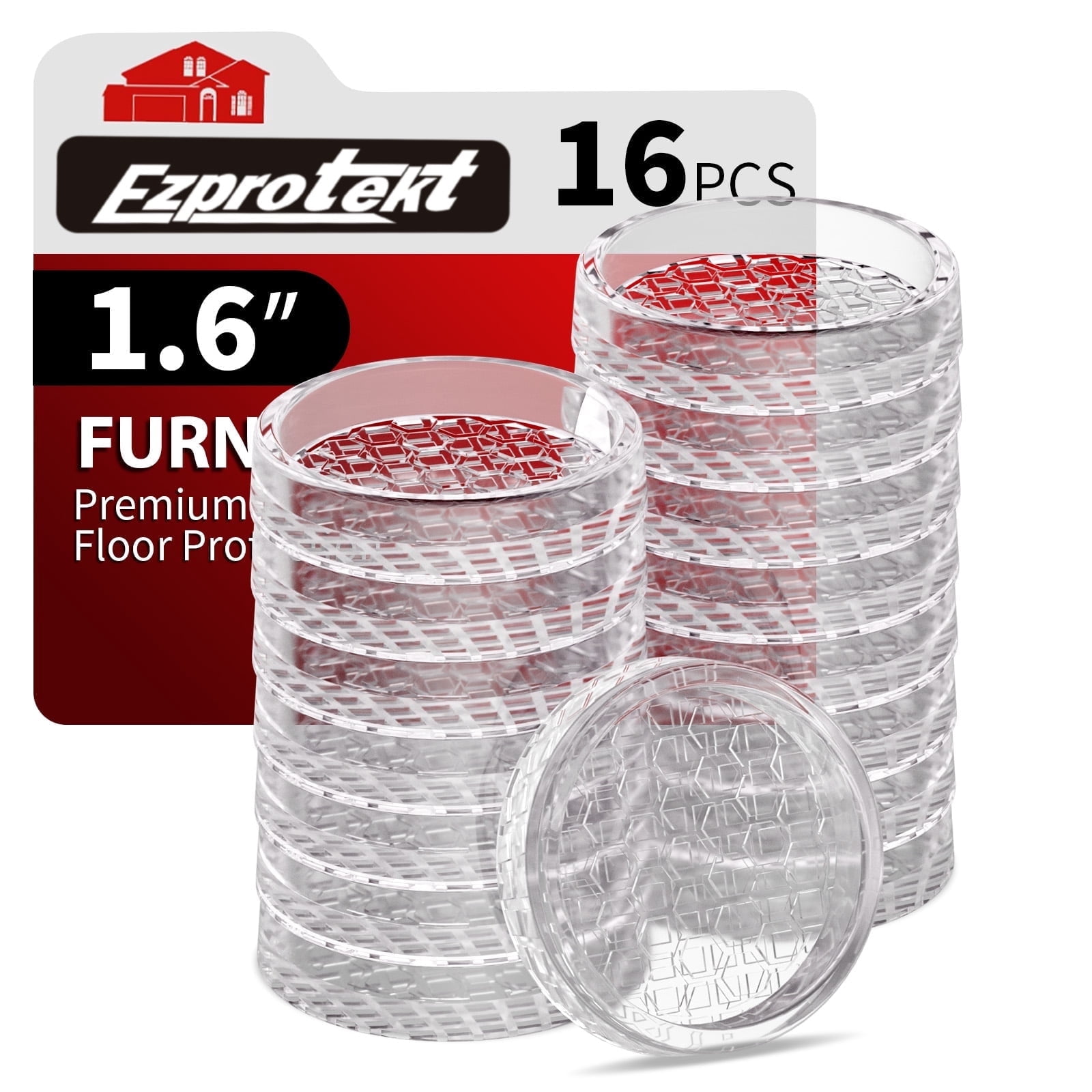 Ezprotekt 1.6" Clear Non Slip Furniture Pads for Hardwood Floors, 16 ...