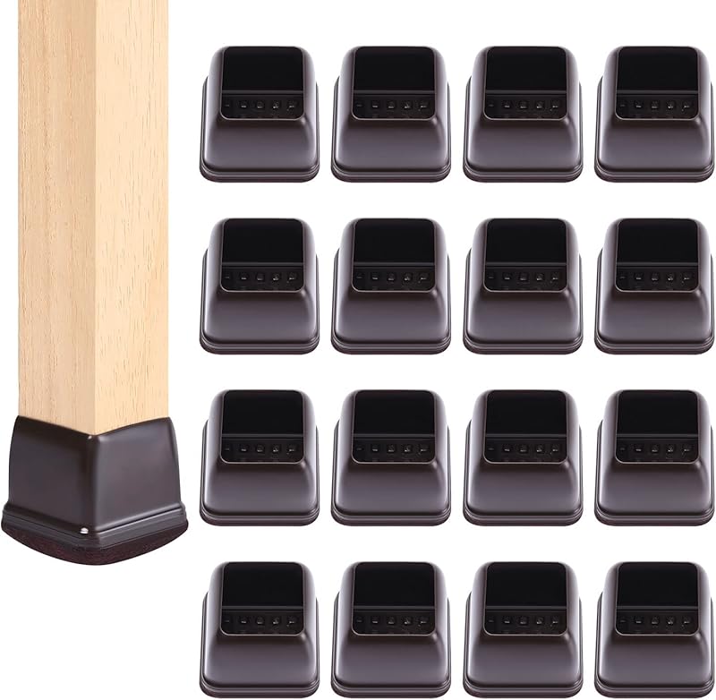 Ezprotekt 24 Pcs Square Chair Leg Floor Protectors with Felt, Silicone ...