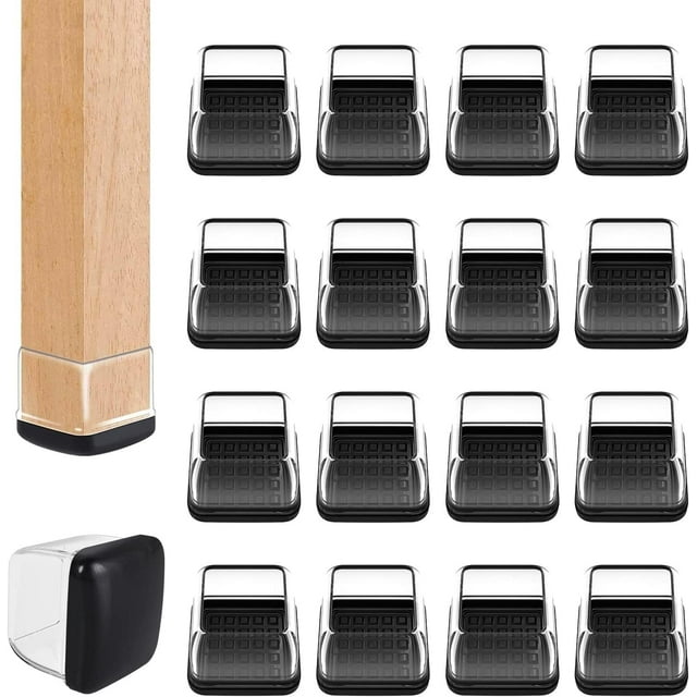 Ezprotekt 24 Pcs Clear Square Chair Leg Sliders for Carpet, Furniture ...