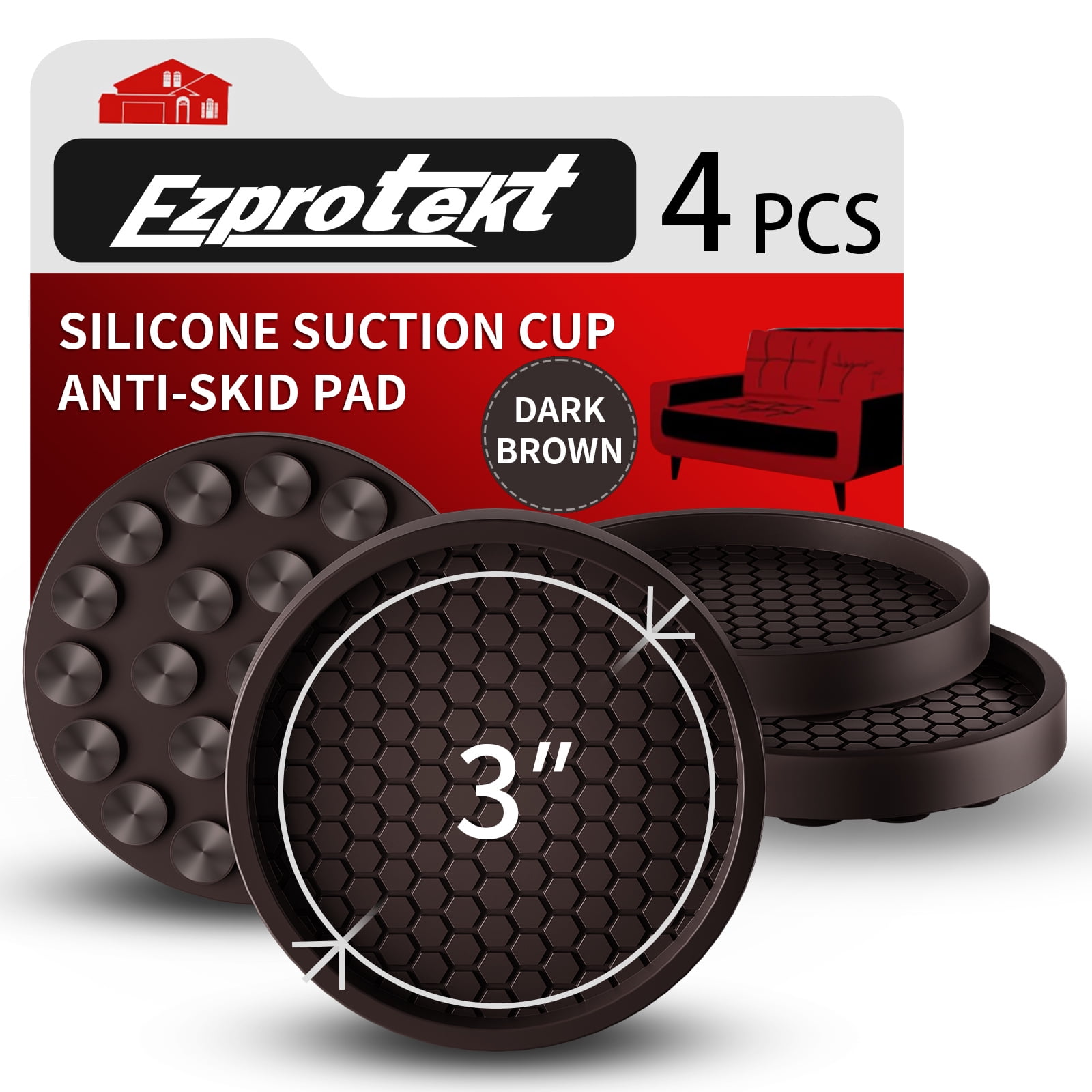 3 Inch Non Slip Furniture Coasters with Adsorption Suction Cup, 4 PCS ...
