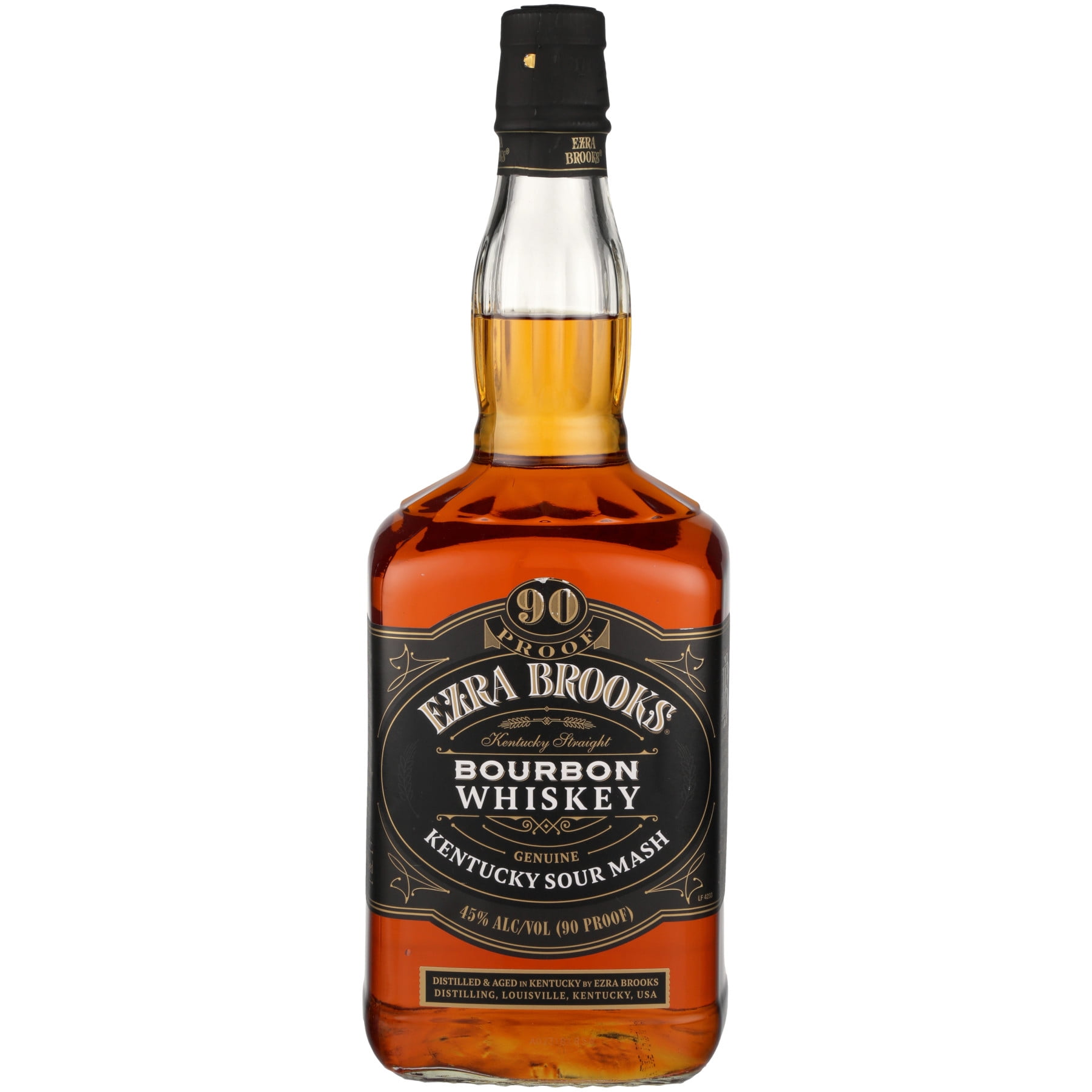 Ezra Brooks Black Label Straight Bourbon, 1.75 L Bottle, 45% ABV ...