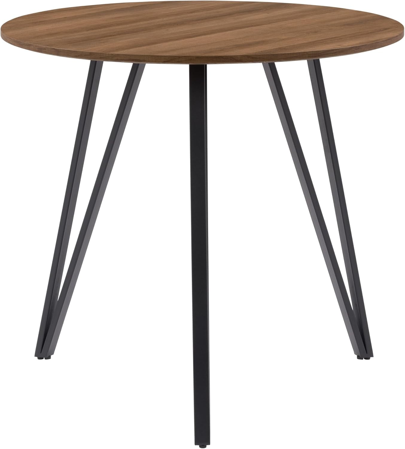 Ezra Iron Leg Dining Table with Brown Engineered Wood Grain Top ...