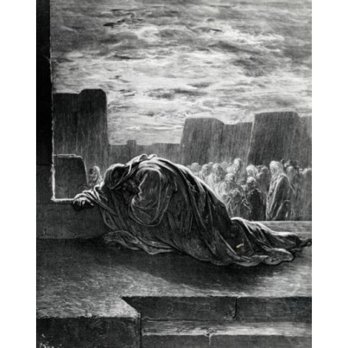 Ezra Praying, Gustave Dore (1832-1883 French), engraving, (1832-1883 ...