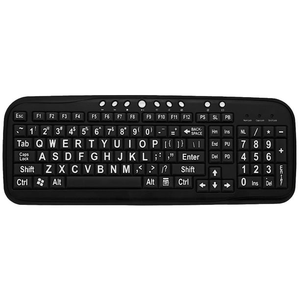 Ezsee Low Vision Keyboard Large White Print Black Keys - Walmart ...